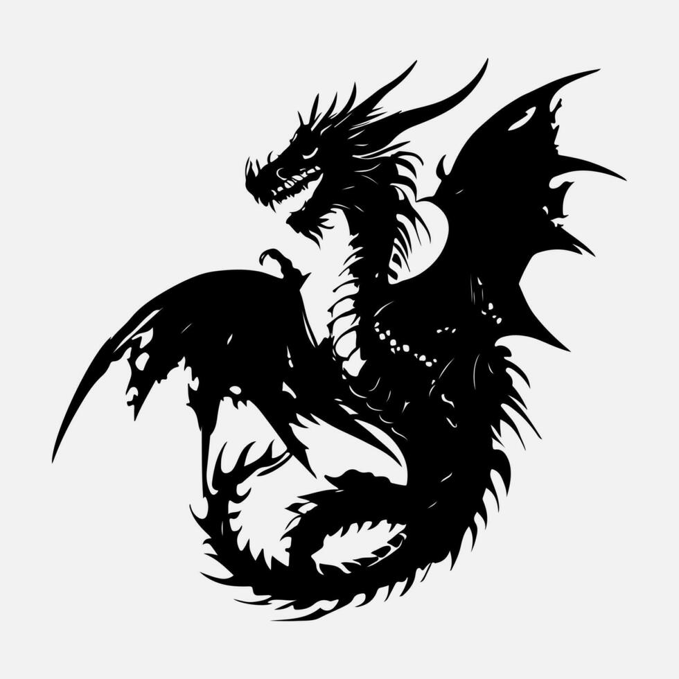black dragon vector silhouette 24480431 Vector Art at Vecteezy