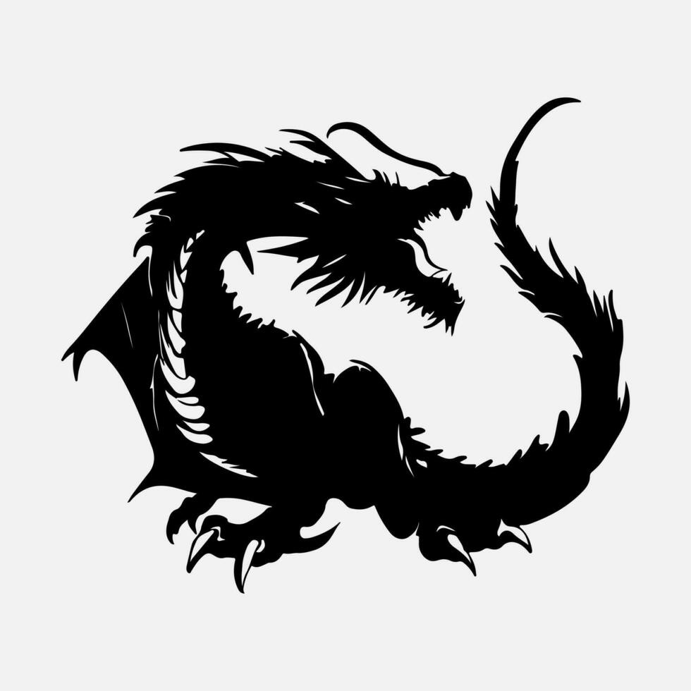 black dragon vector silhouette 24480469 Vector Art at Vecteezy