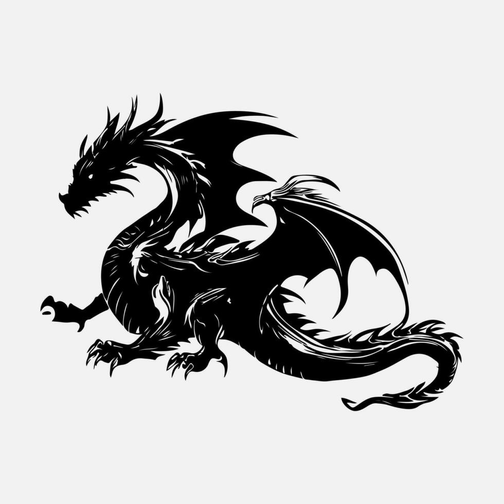 black dragon vector silhouette 24480613 Vector Art at Vecteezy