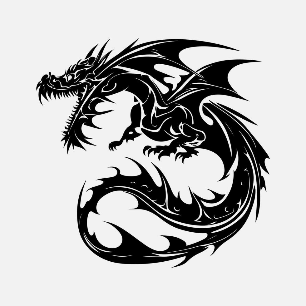 black dragon vector silhouette 24480622 Vector Art at Vecteezy