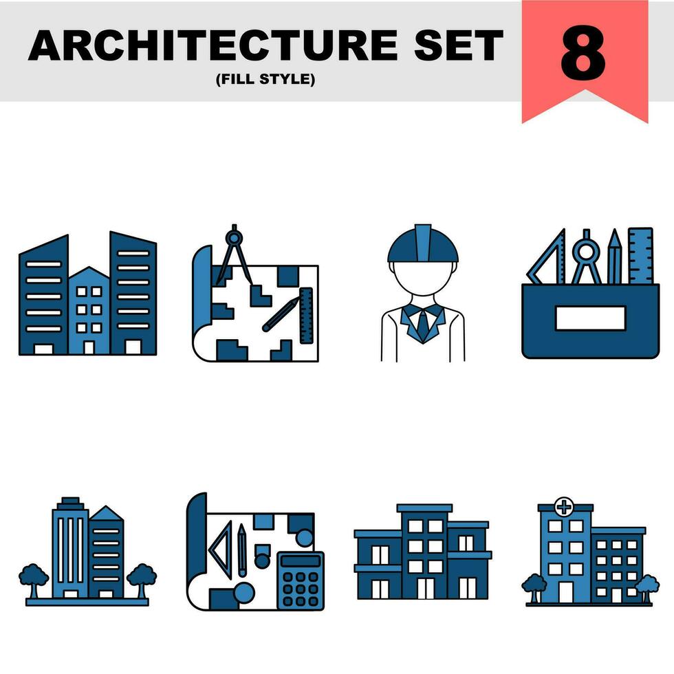 Set of Architecture Icon In Blue And White Color 24481731 Vector Art at ...