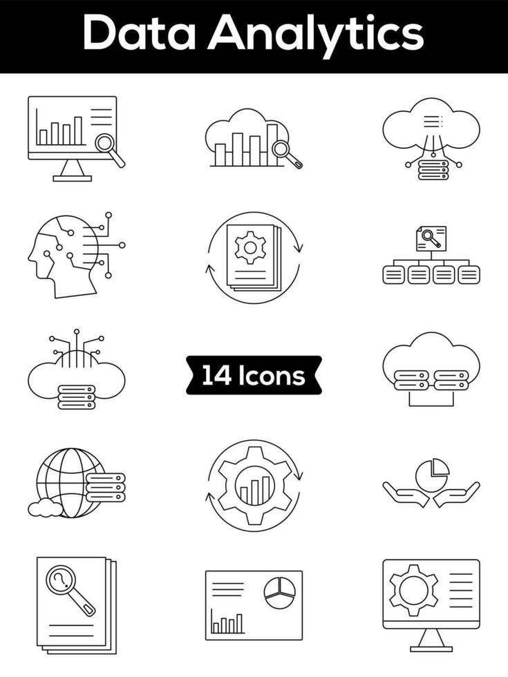 Linear Style Data Analytics Icon Or Symbol Set. 24481896 Vector Art at ...