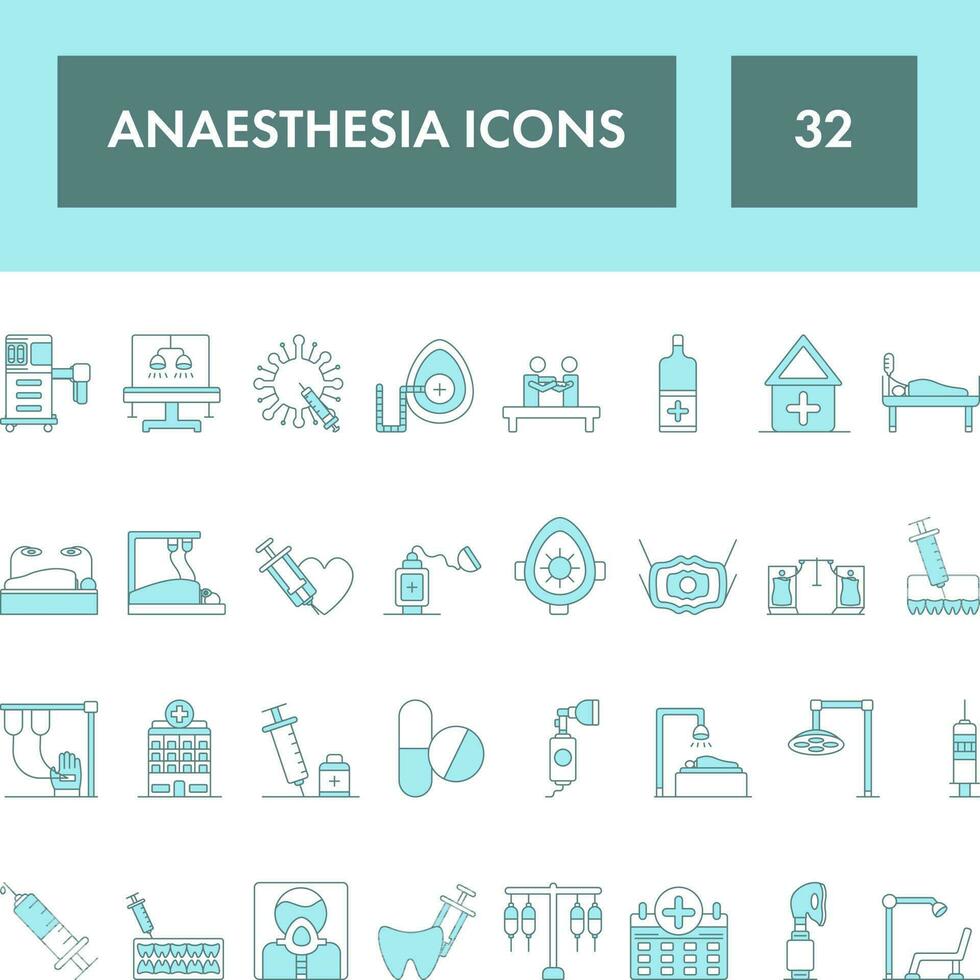 Blue And White Color Set of Anaesthesia Icon In Flat Style. 24481898 ...