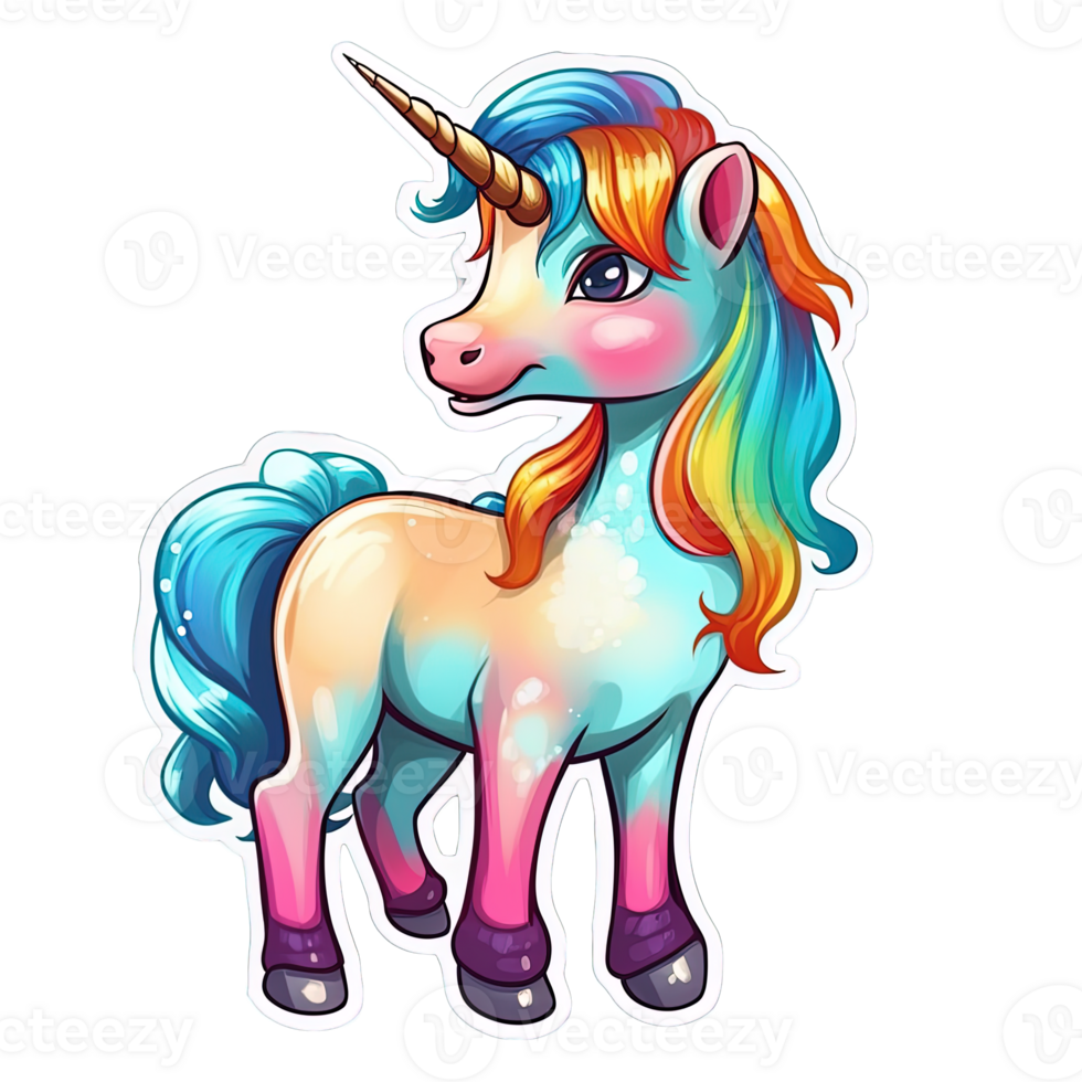 Cute Cartoon Unicorn Sticker 24487944 Png