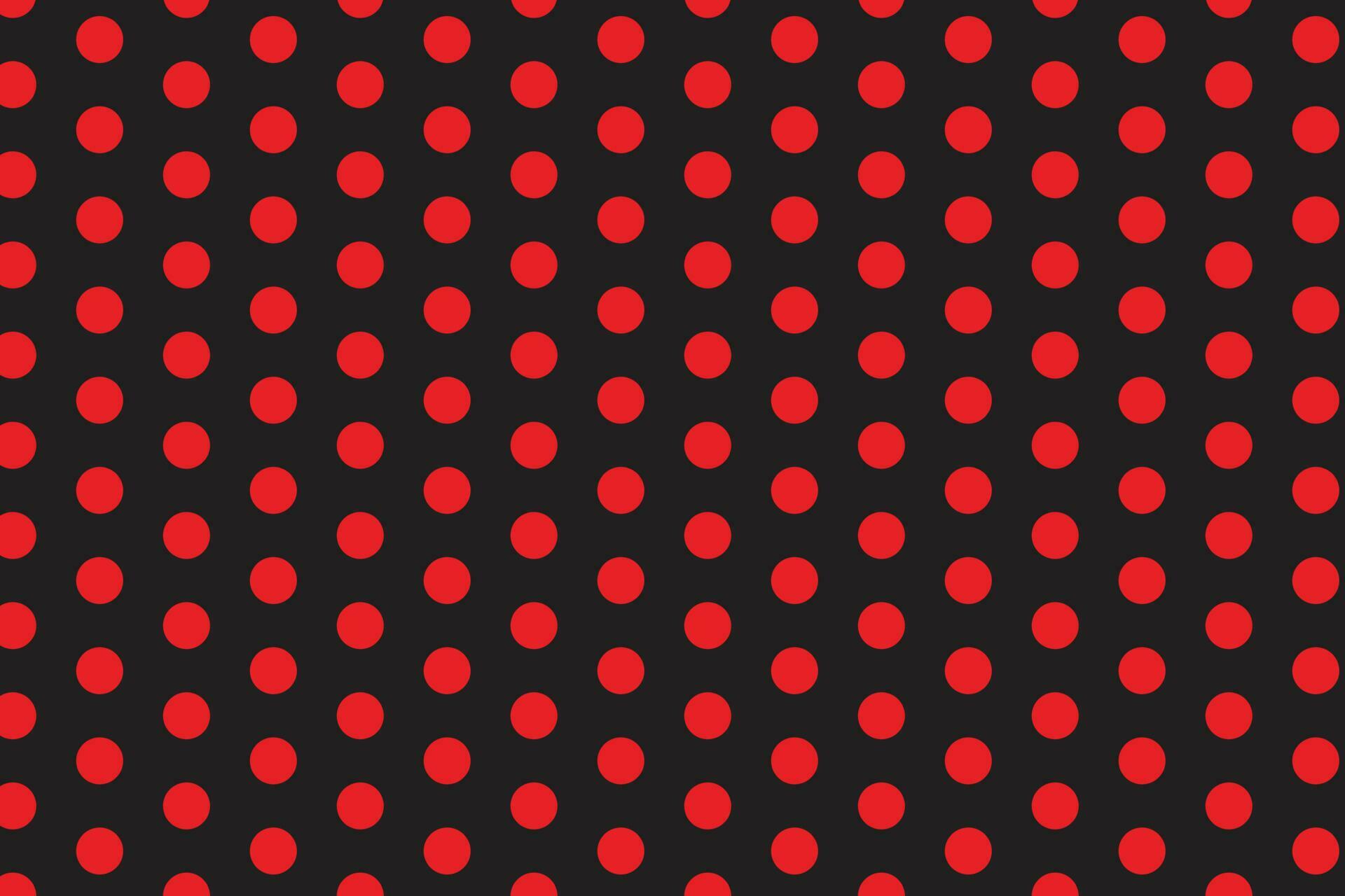 Simple Abstract Seamlees Red Polka Dot Pattern On Black Background