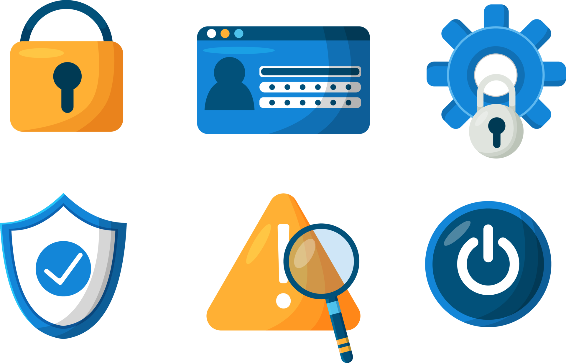 Digital Data Protection Design Element Set Cyber Security Illustration Set Cloud Computing