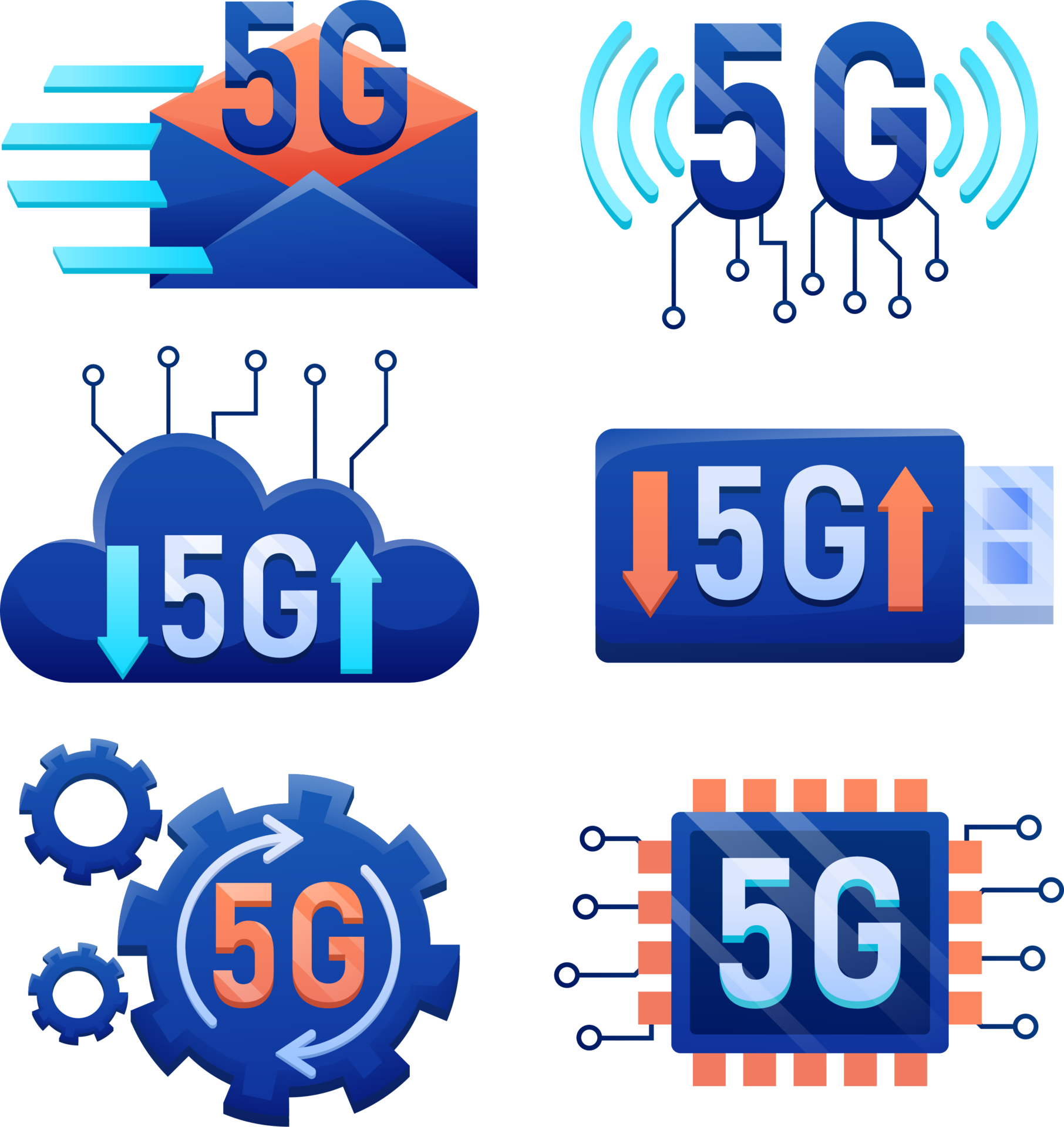 Mobile wireless 5th generation technology element design illustration. 5G wireless network ...