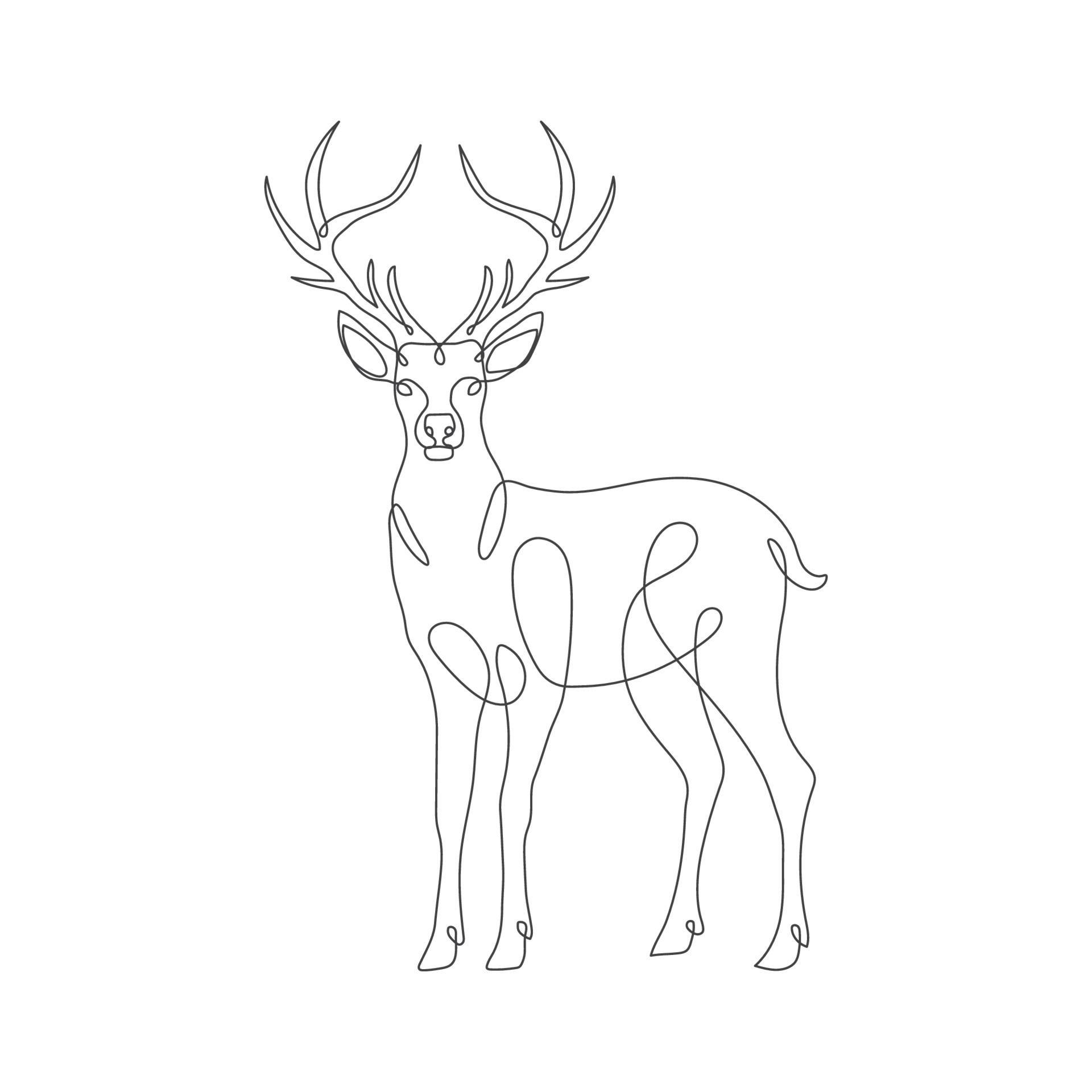 Deer Line Art Icon Deer Continuous Line Drawing Deer One Line Draw Graphic Vector Vector