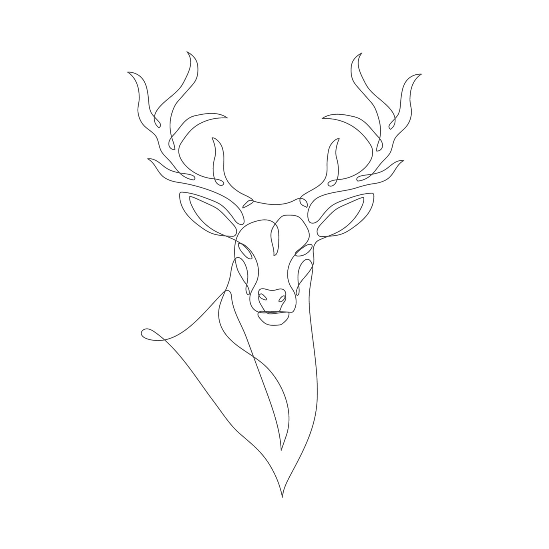 Deer Head One Line Icon Illustration Single Continuous Line Drawing Of Deer Head Abstract One