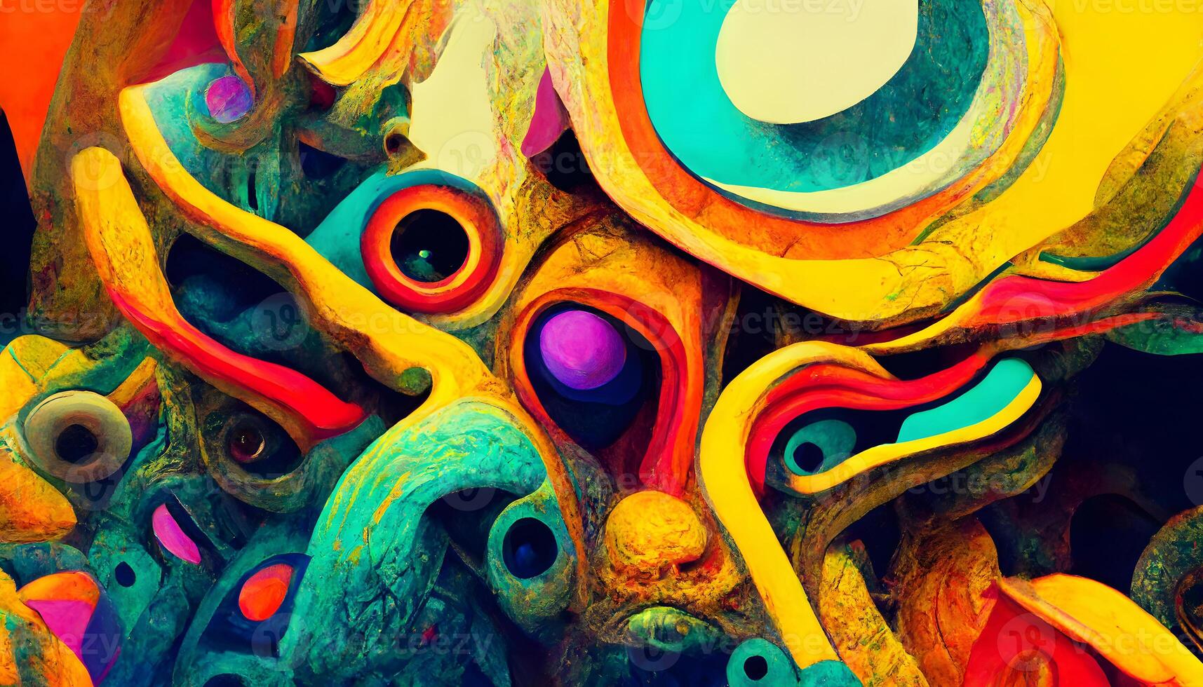 Abstract Colorful Fluorescent Neon Background Neural Network Generated