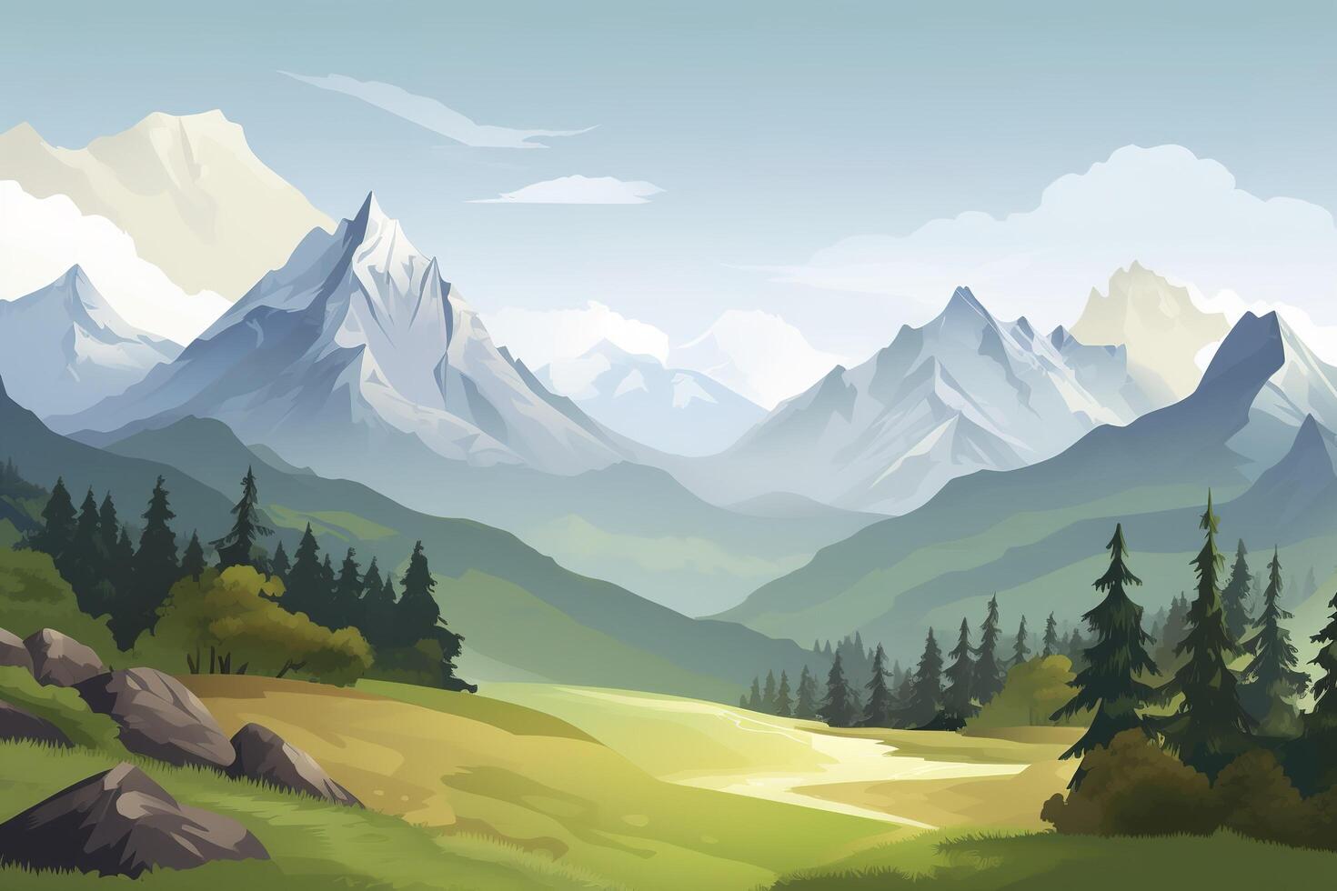 Majestic Mountains Paint a scenic view of a mount, generate ai 24495368 ...