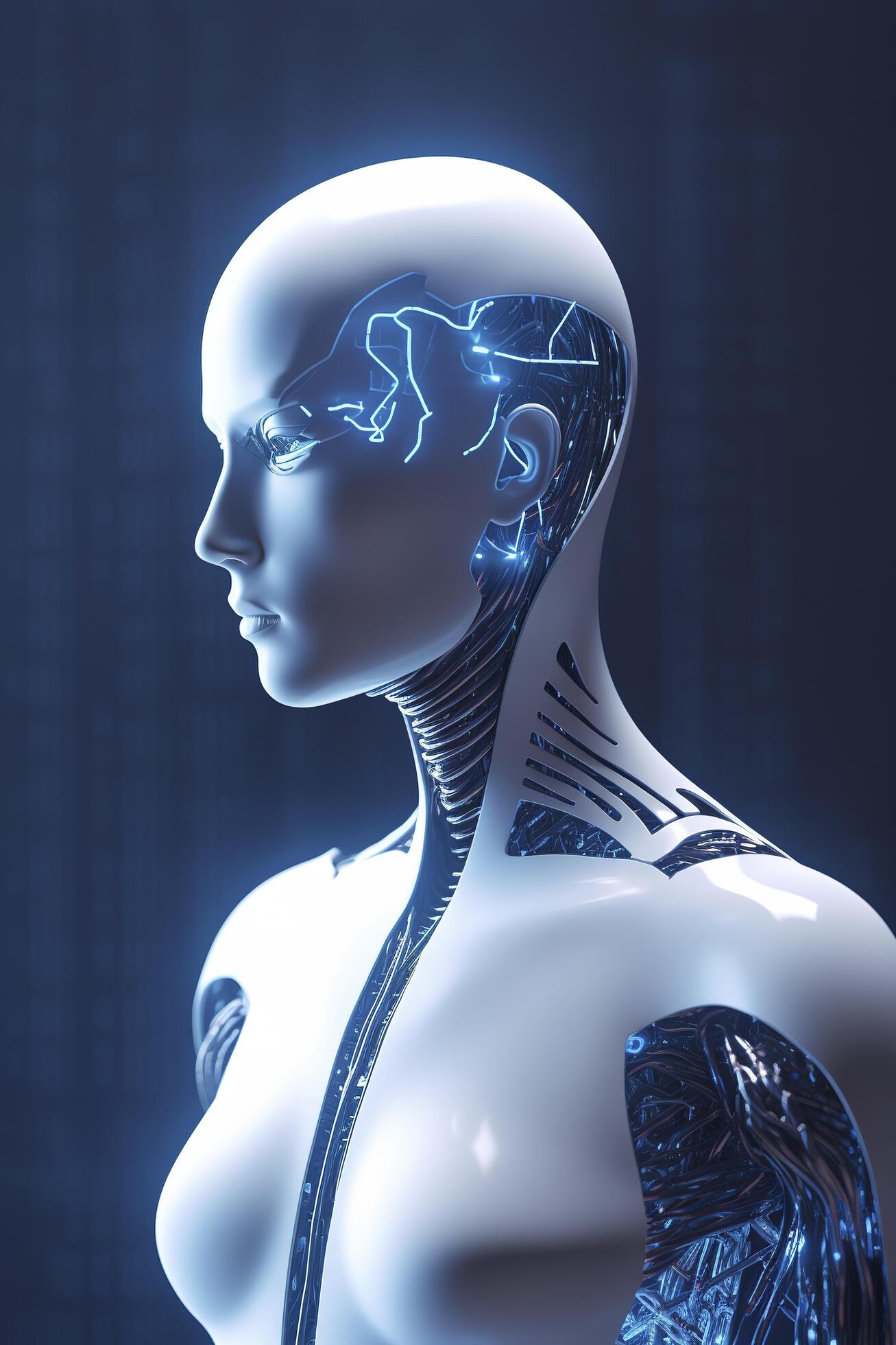 chat, un pensando robot, un humanoide robot caras de cerca futurista moderno tecnología chatbot ...