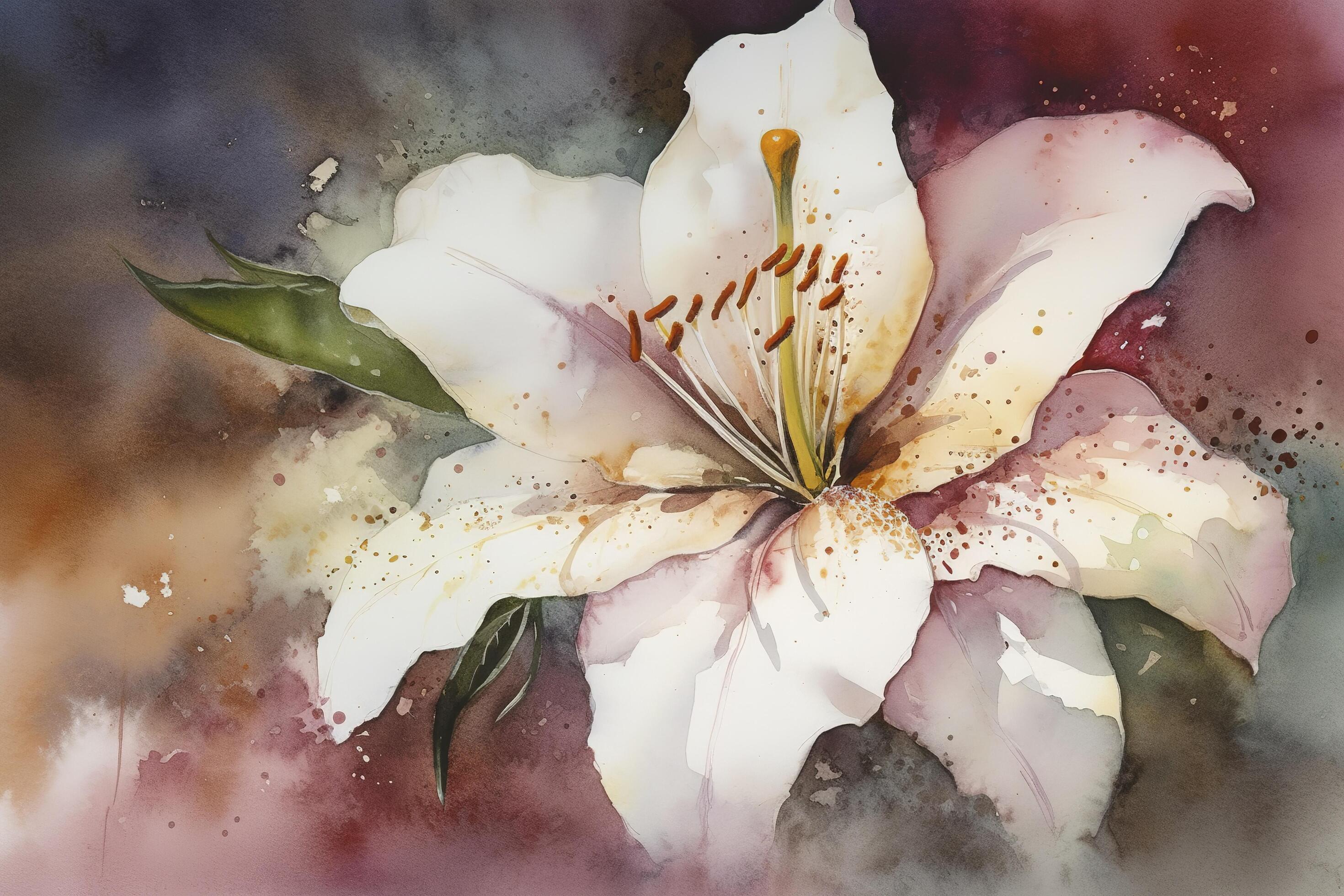 a watercolor painting of a single flower, adding texture and detail to capture its unique ...