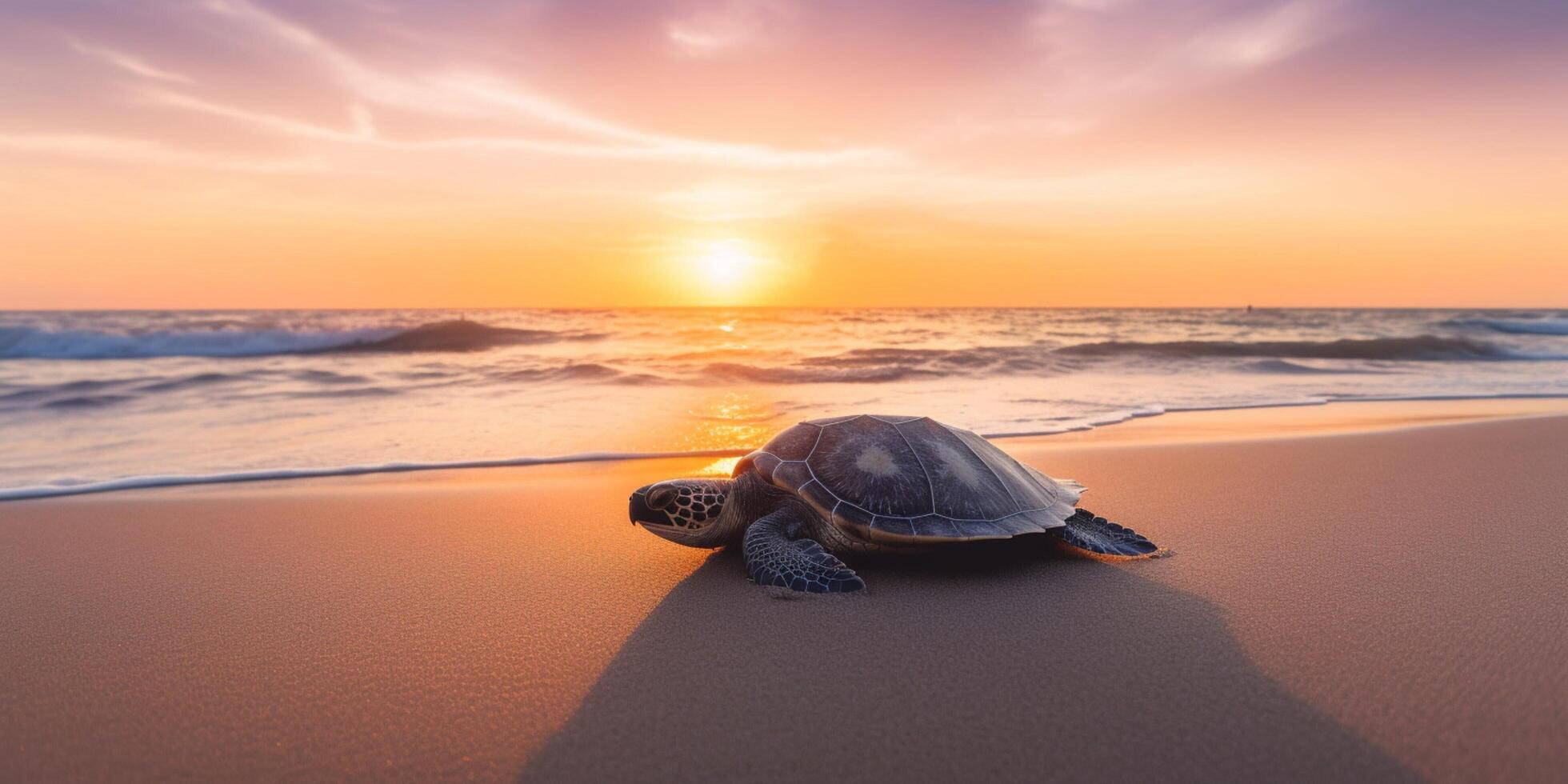 Turtle on the beach at sunset Ai generated 24496998 Stock Photo at Vecteezy