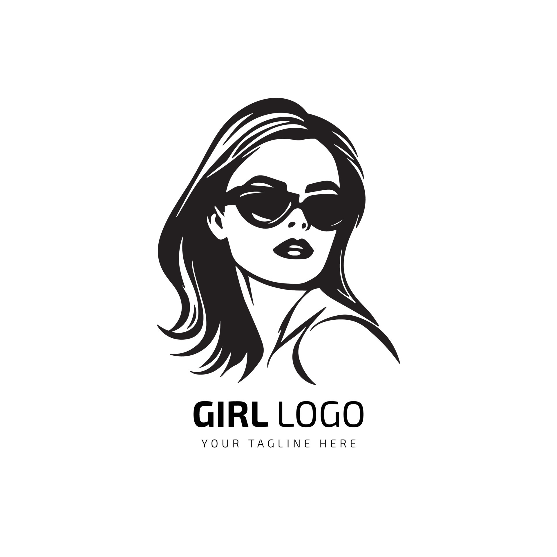Girl Logo Symbol Design With Beautiful Woman Portrait And Unique Icon Layout For Beauty And 2876