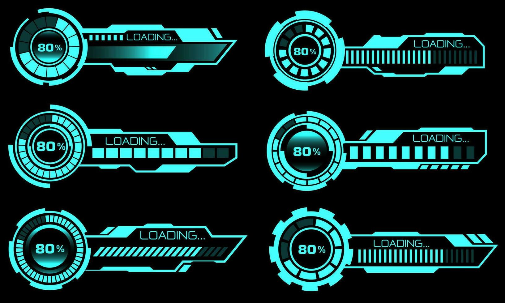 Set of HUD modern loading progress bars user interface elements design ...