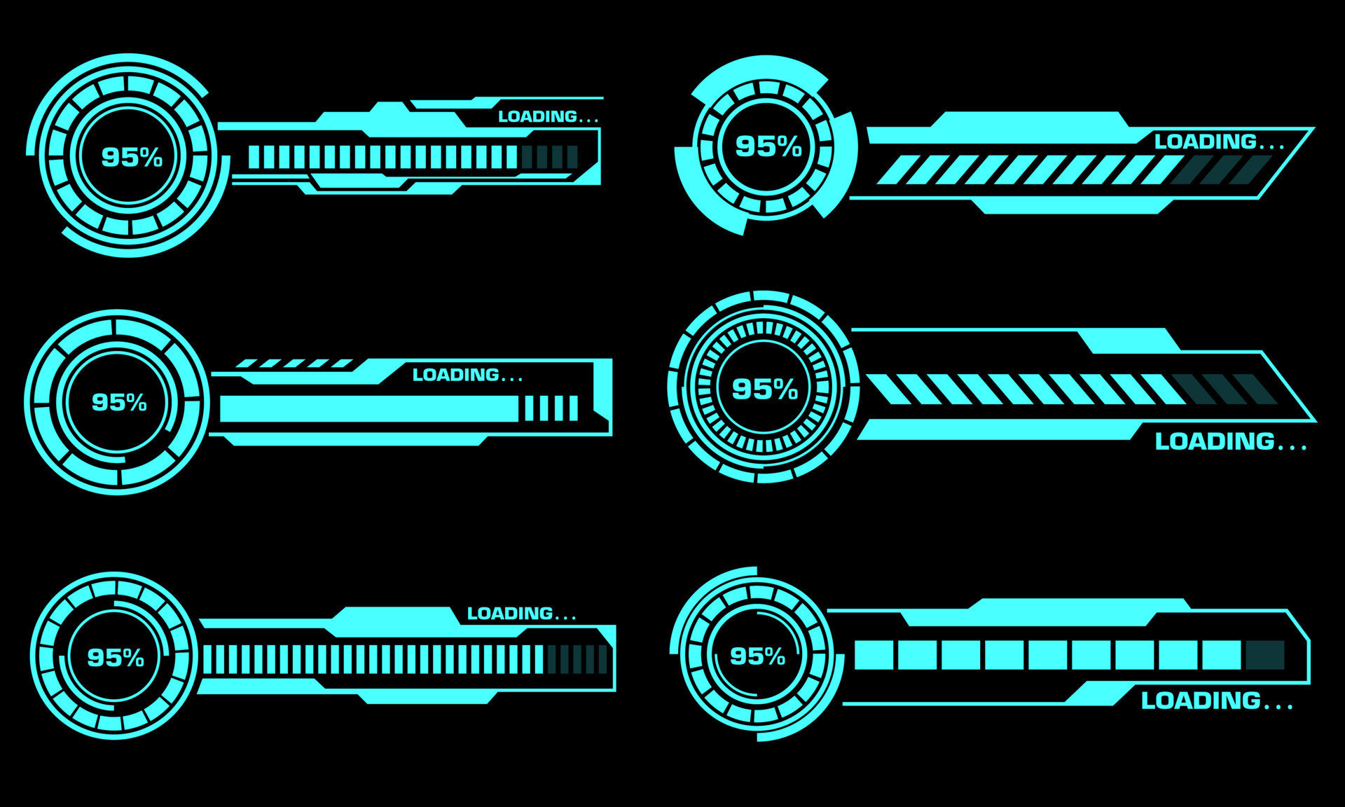 Set Of Hud Modern Loading Progress Bars User Interface Elements Design
