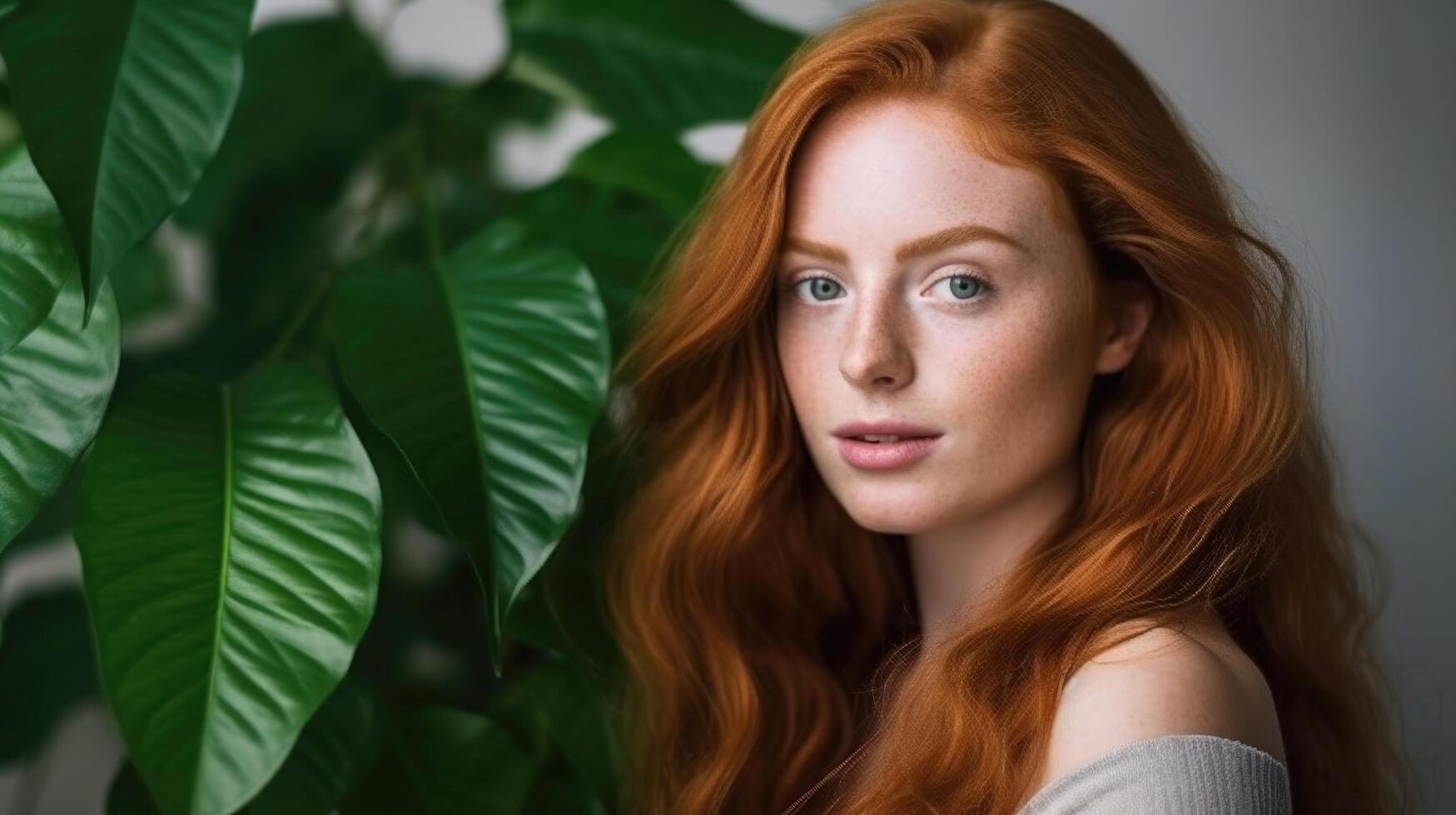 Beauty Portrait Of Ginger Woman With Long Hair Illustration 24499926