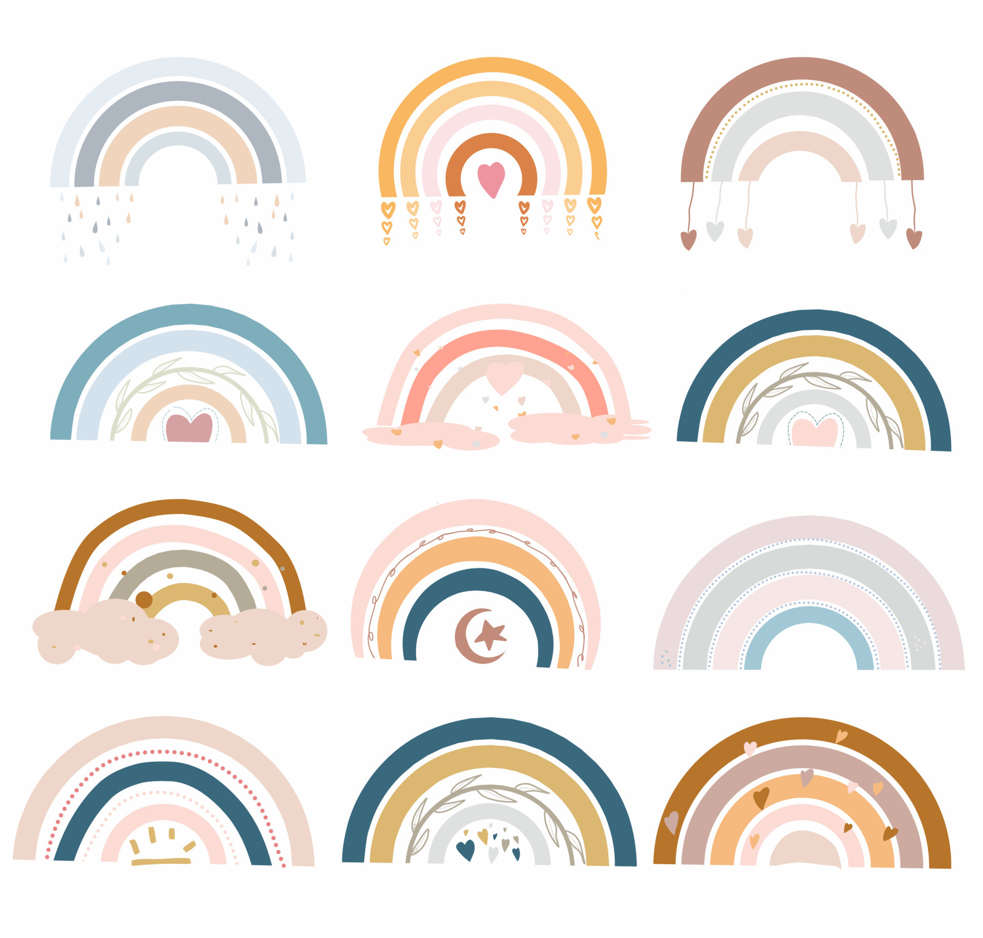 Set Cute Boho Rainbow 24500128 Vector Art at Vecteezy