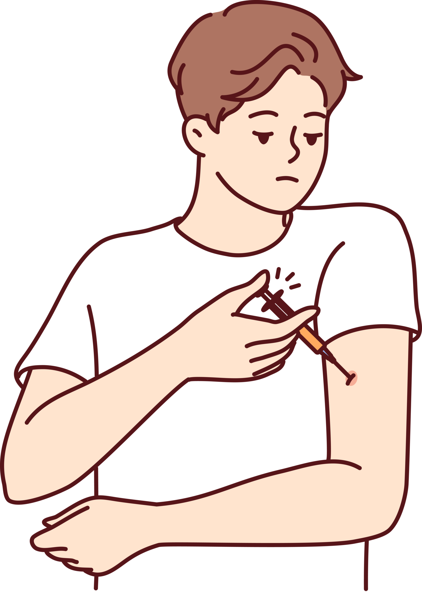 Man With Diabetes Makes Injection In Arm To Lower Blood Sugar And Avoid man-with-diabetes-makes-injection-in-arm-to-lower-blood-sugar-and-avoid