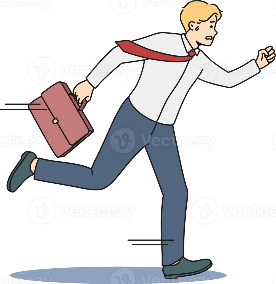 Anxious man worker running in hurry 24501331 PNG