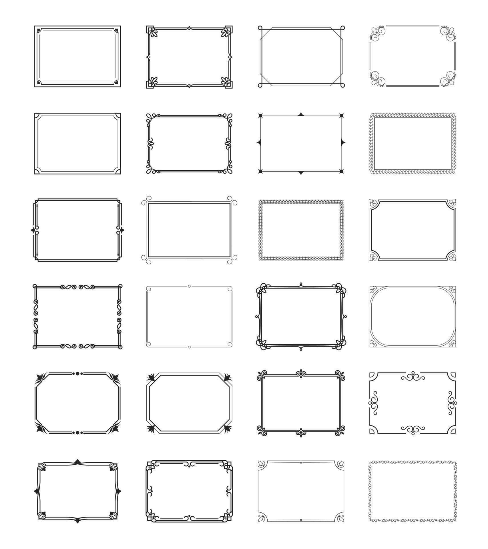 Rectangular Calligraphic Ornamental Frames Set Flat Vector 24506320 Vector Art at Vecteezy