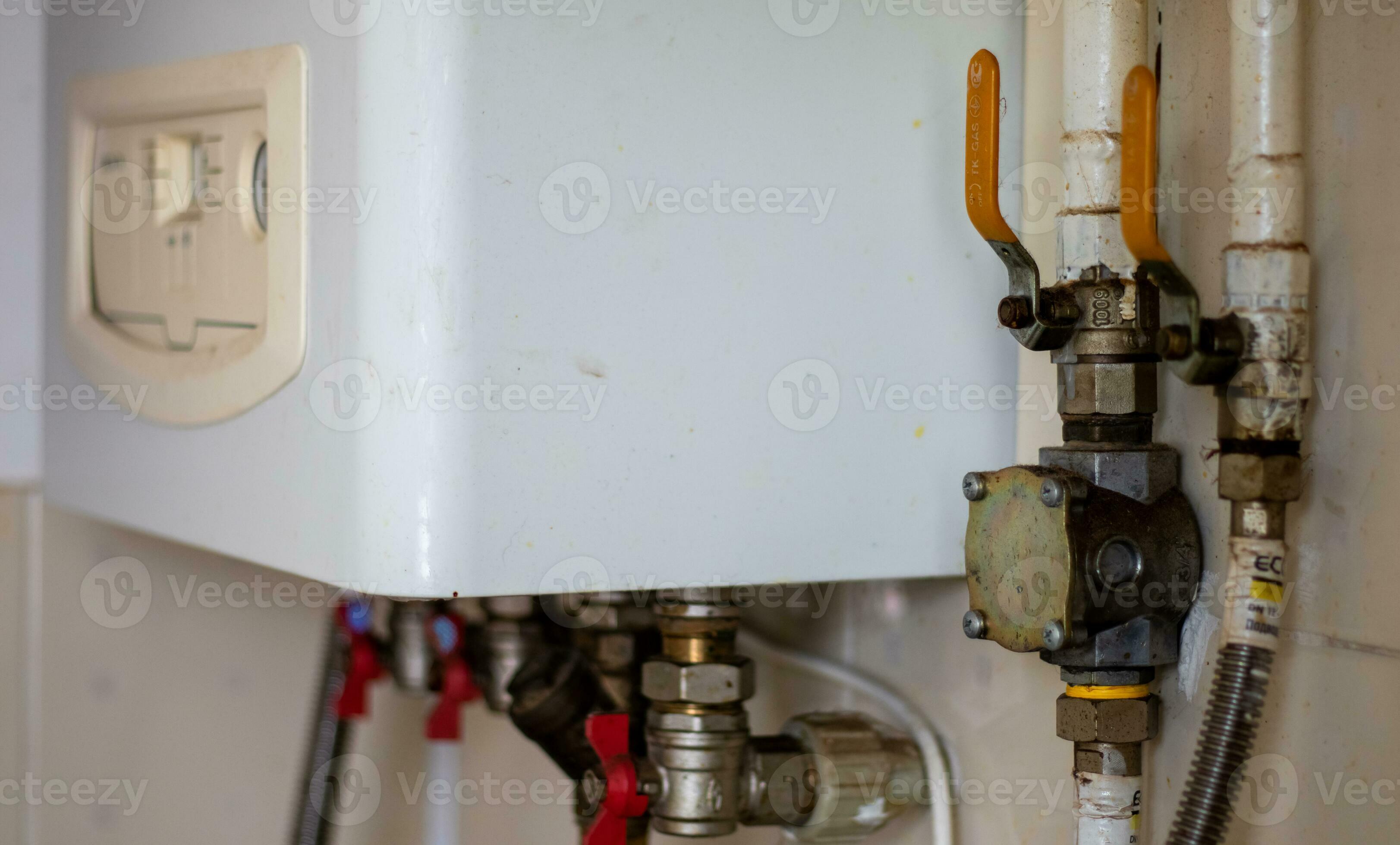 Heating gas boiler. Symbolic image of the heating season at home. The ... Heating gas boiler. Symbolic image of the heating season at home. The ...