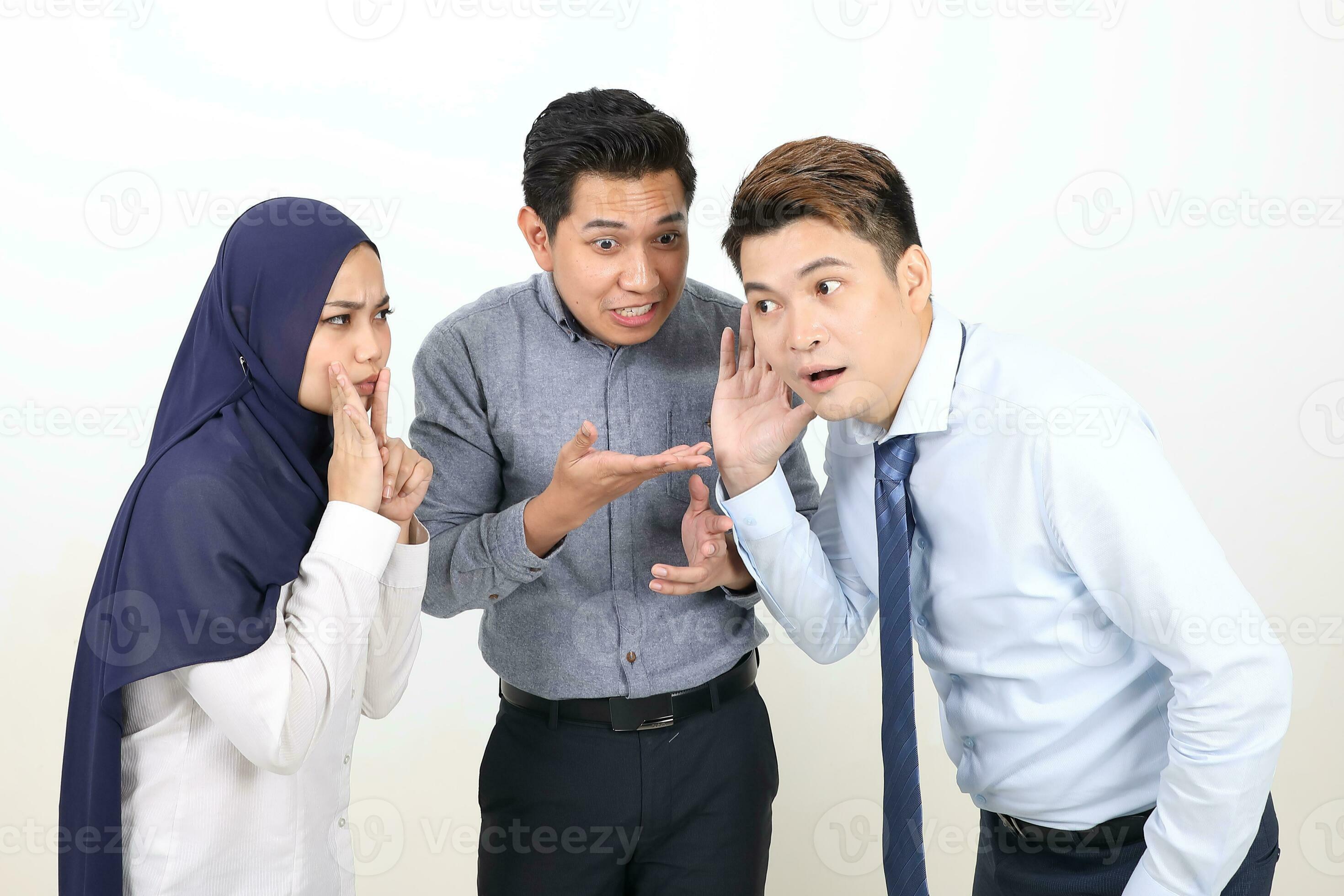 South east Asian Malay Chinese Man Woman facial expression stand talk gossip 24511342 Stock ...