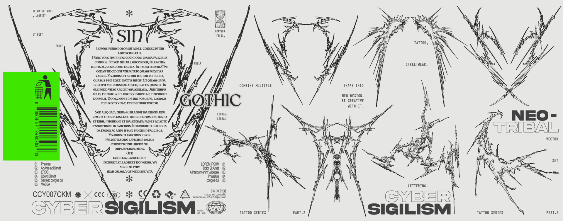 Neo Tribal Or Cyber Sigilism Shape Collection For Tattoo Streetwear