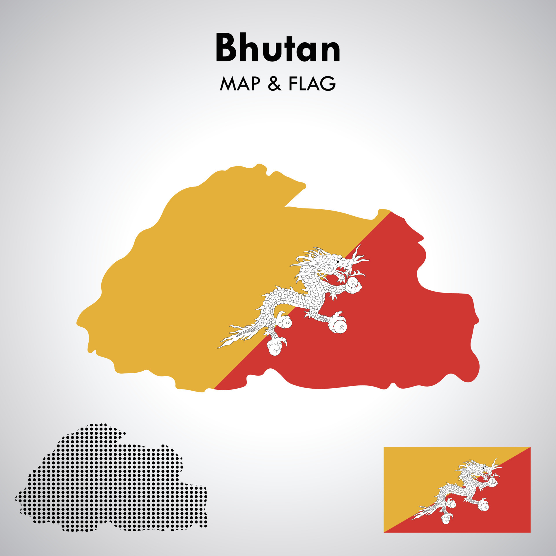 Bhutan map and flag design free vector file 24523418 Vector Art at Vecteezy