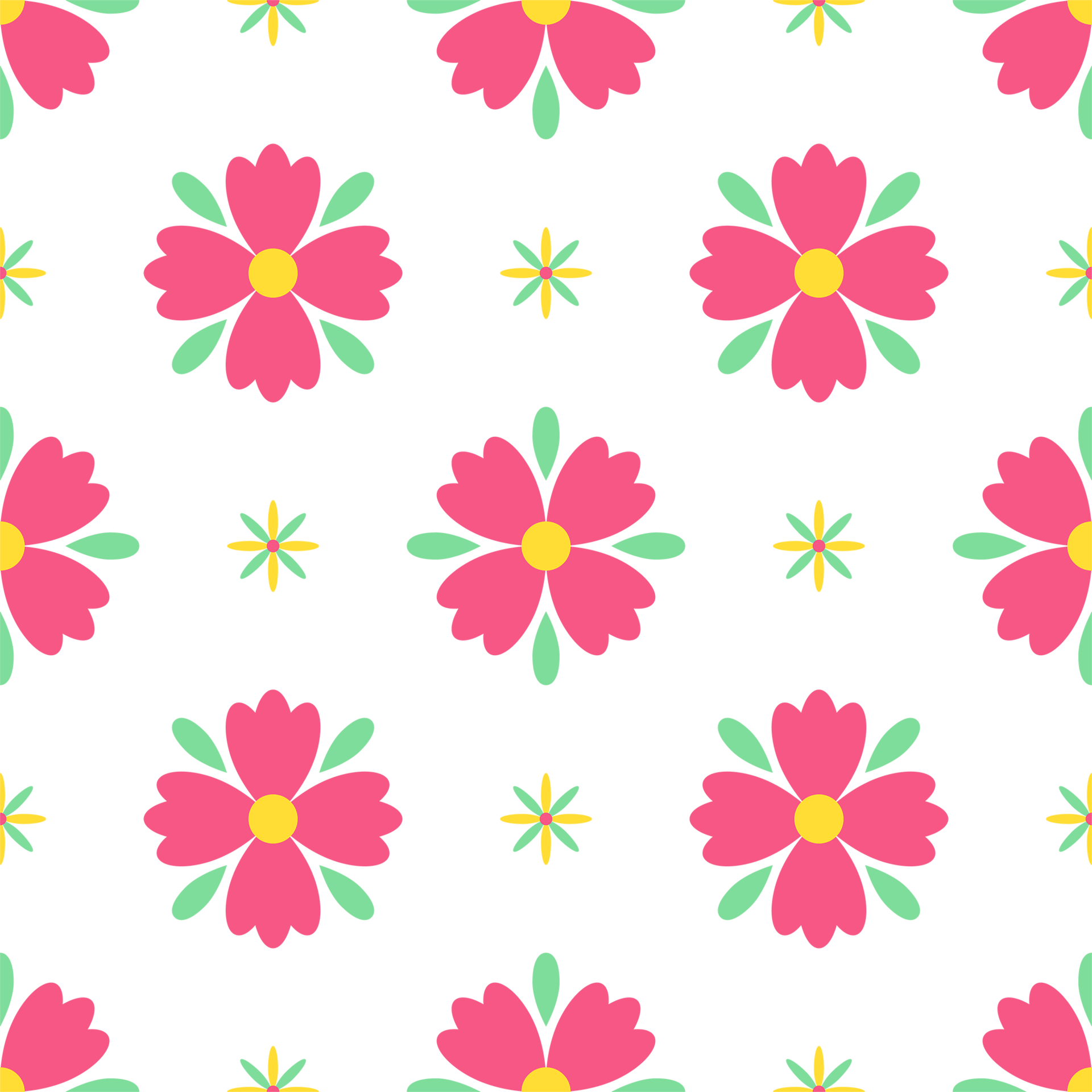 Coral And Green Flower Seamless Pattern Background 24523597 Png