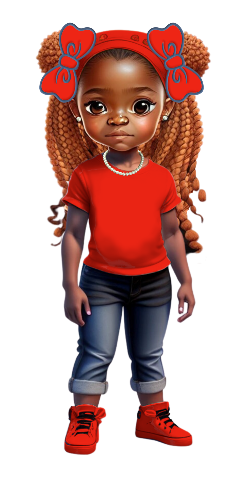 Teen Girl In Jeans With Hairbow Custom Colored 24525277 Png