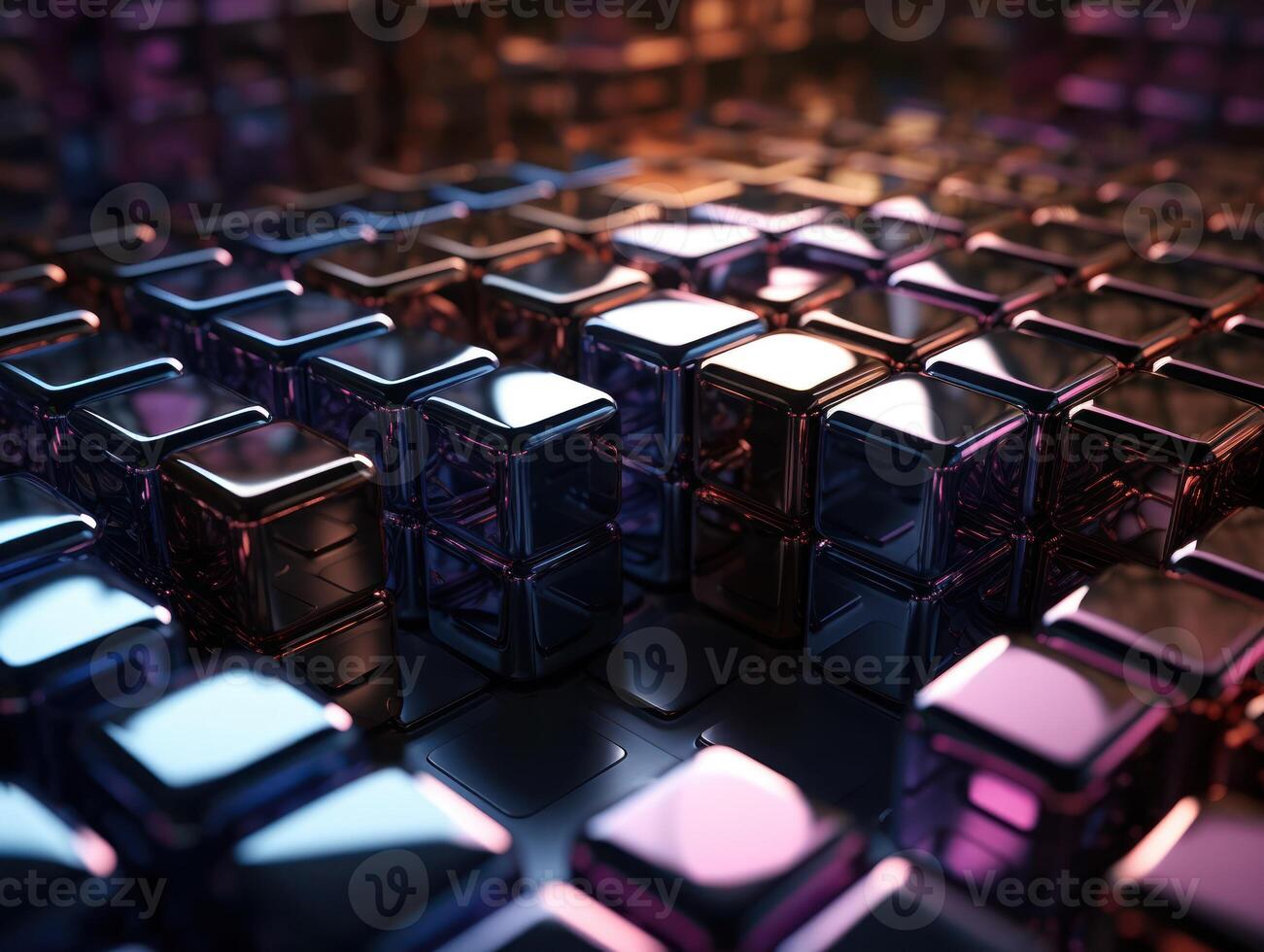 Futuristic metallic cubes background Abstract geometric mosaic grid Square tiles pattern ...