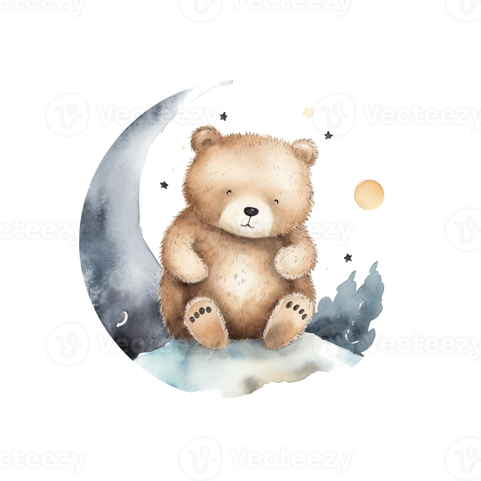 Cute watercolor bear. Illustration 24533540 PNG