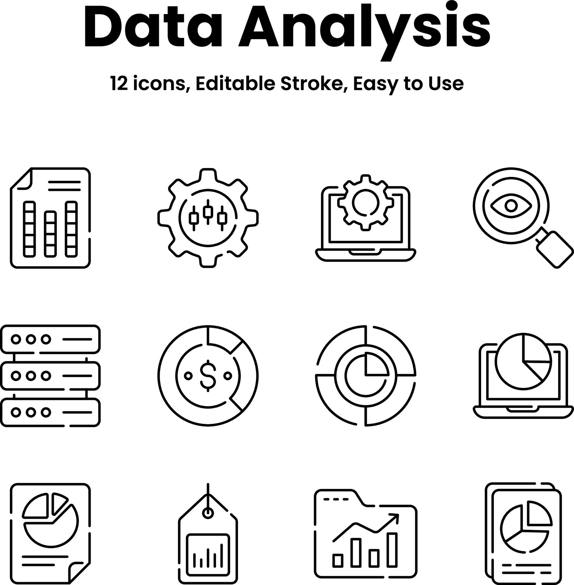 Carefully crafted data analysis and statistics icons, download this ...