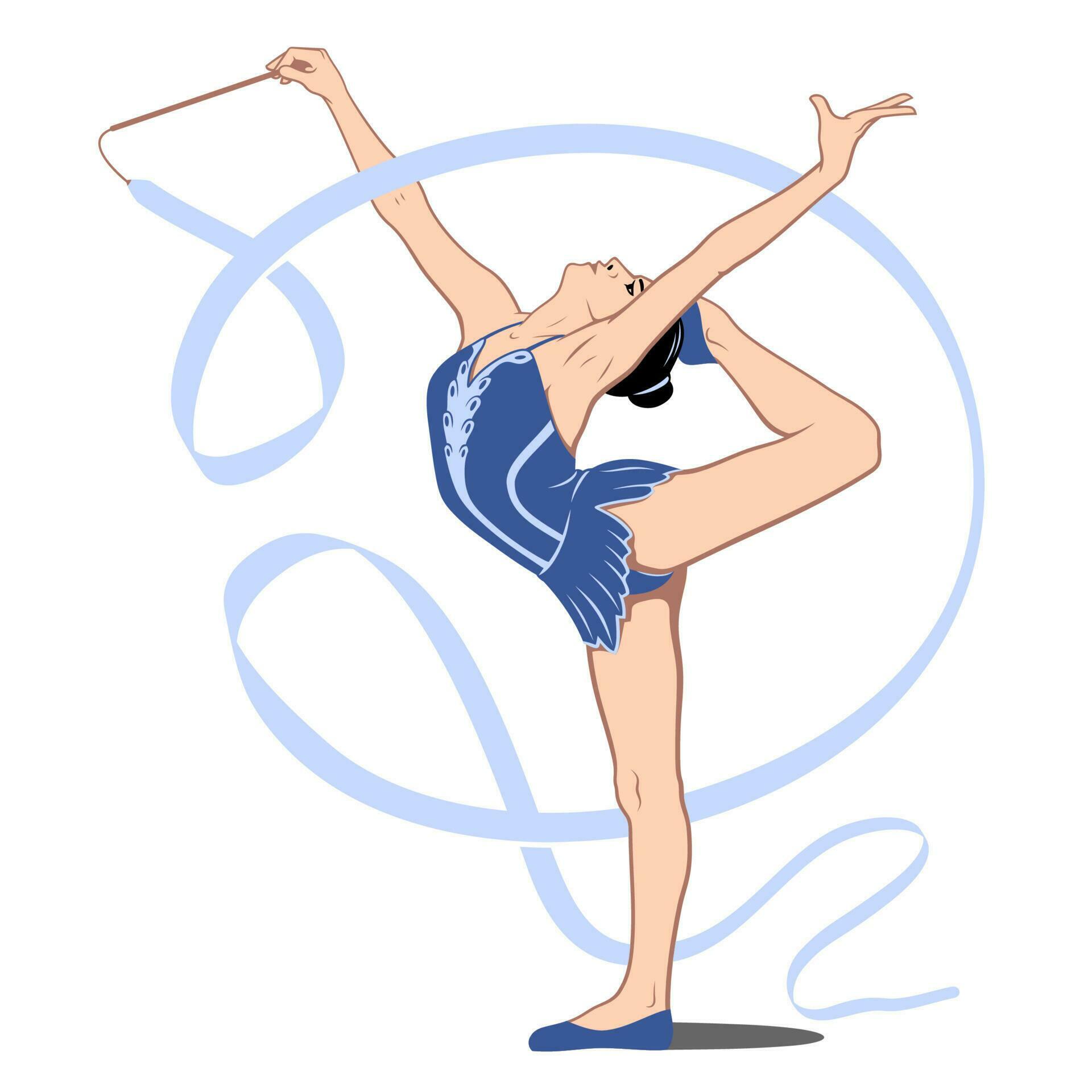 Gymnast with ribbon. Rhythmic Gymnastic. Vector drawing. 24542549 Vector Art at Vecteezy