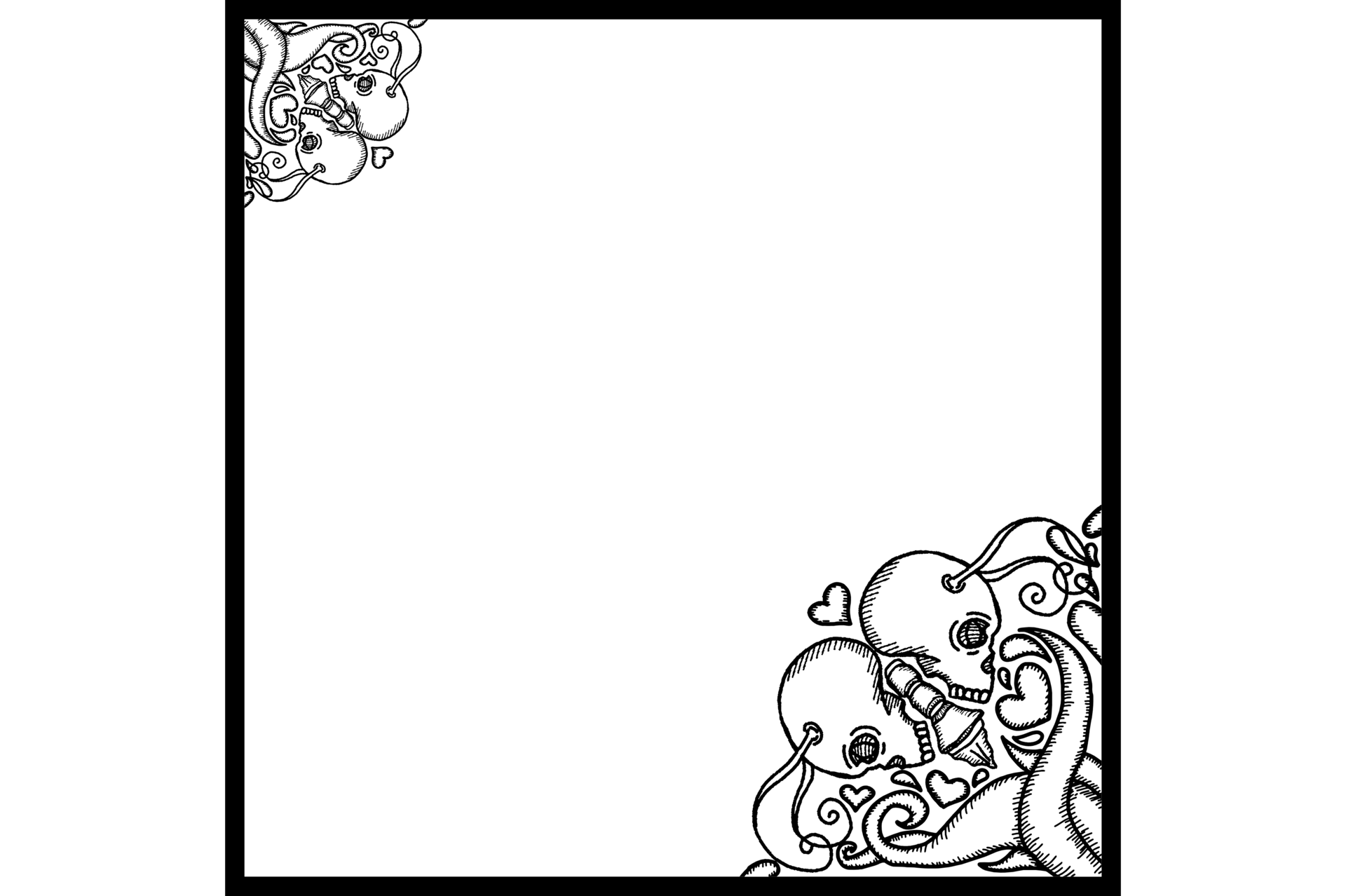 Valentine Love Skull Ornament Border Design 24543310 Png