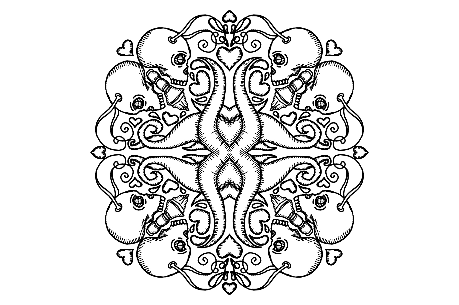 Valentine Love Skull Ornament Border Design 24543394 Png