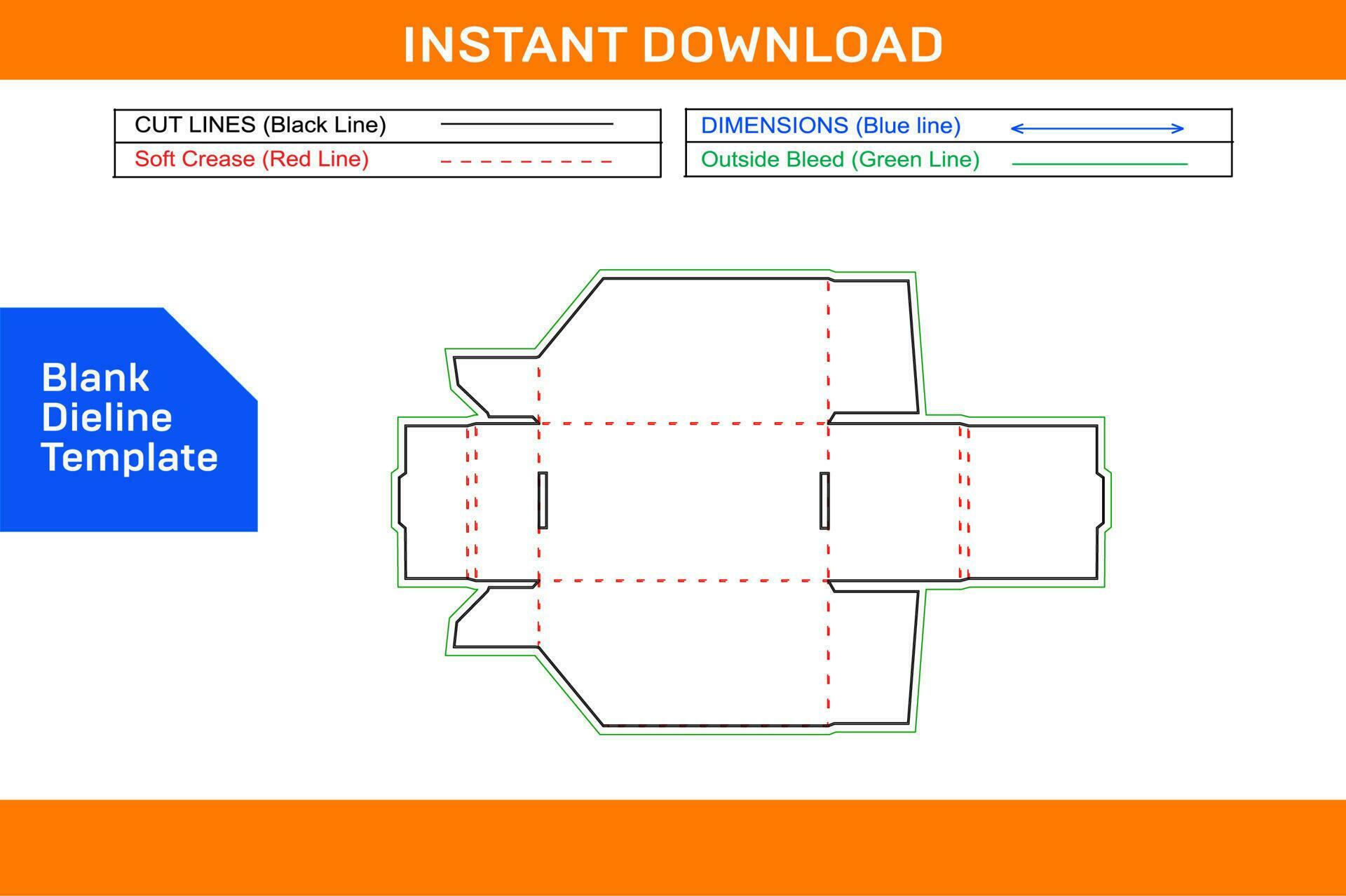 Stackable storage and bin box dieline template and 3D box design easily editable and resizeable ...