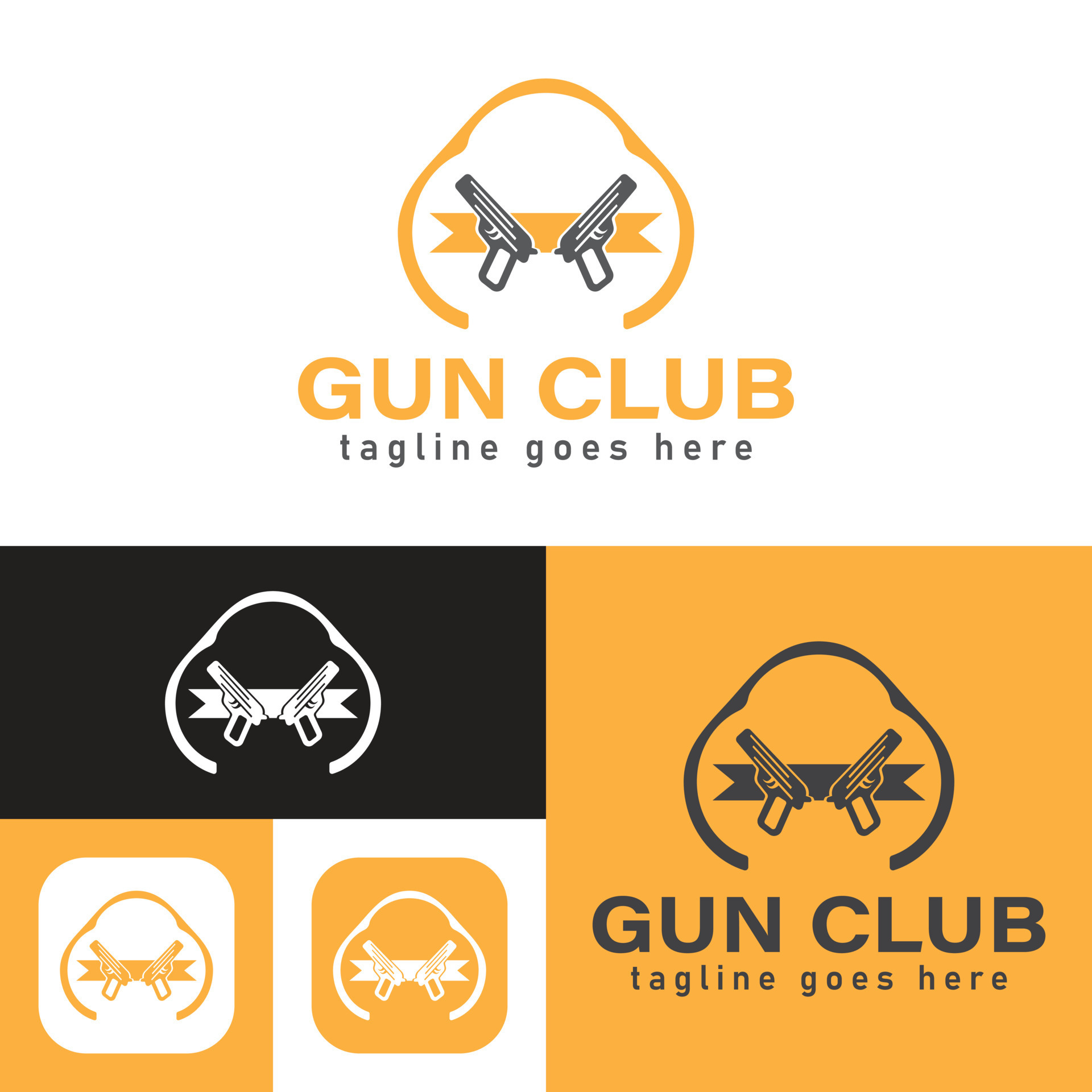 sencillo pistola club logo. vector ilustración.minimal icono estilo. negro y blanco color.único ...