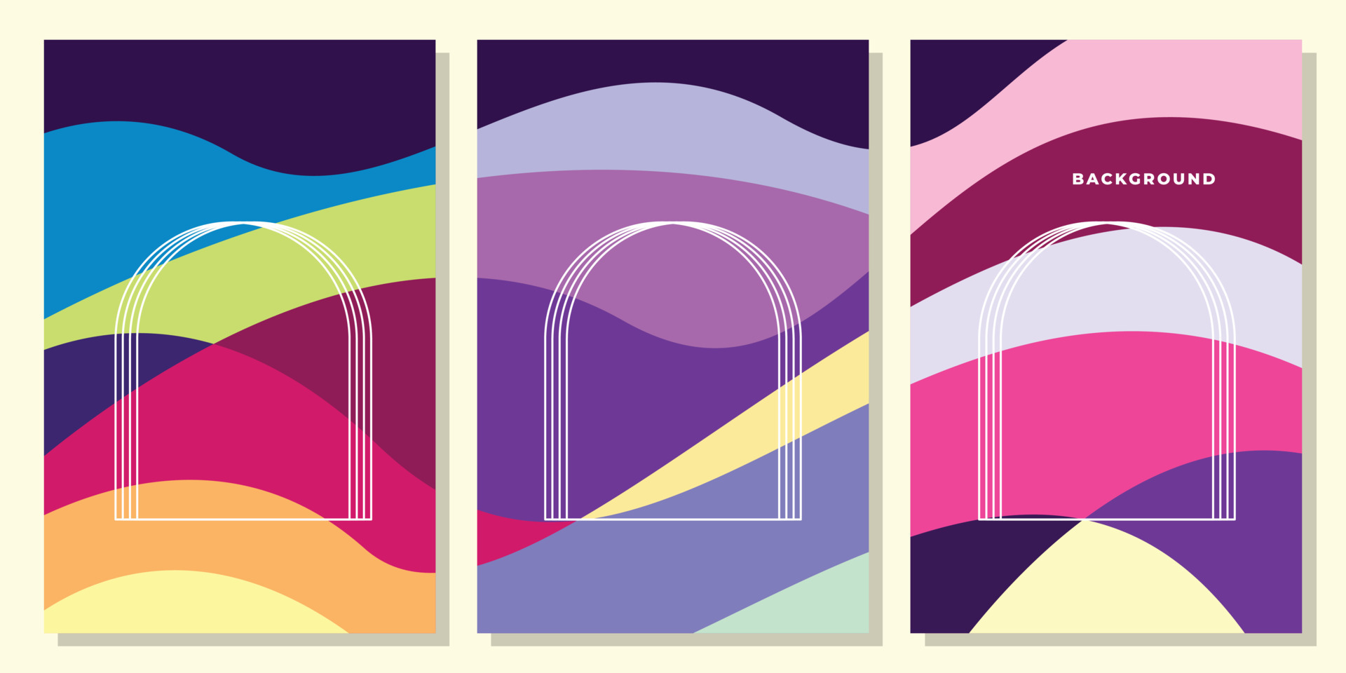 Colorful Wavy Background Template Copy Space Set Flat Colours Backdrop Design With Frames