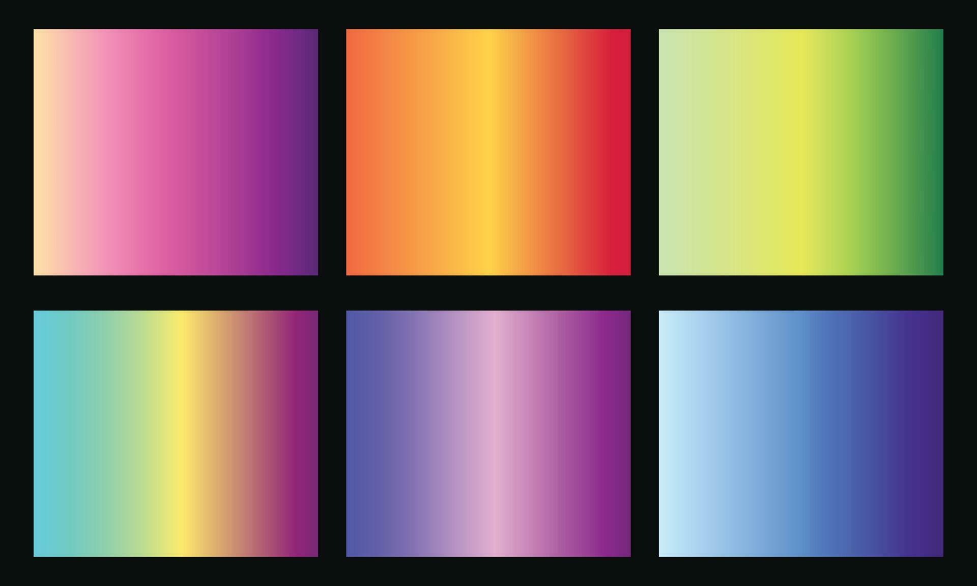 Colorful gradient palette set. Gradation colour reference. 6 colour ...