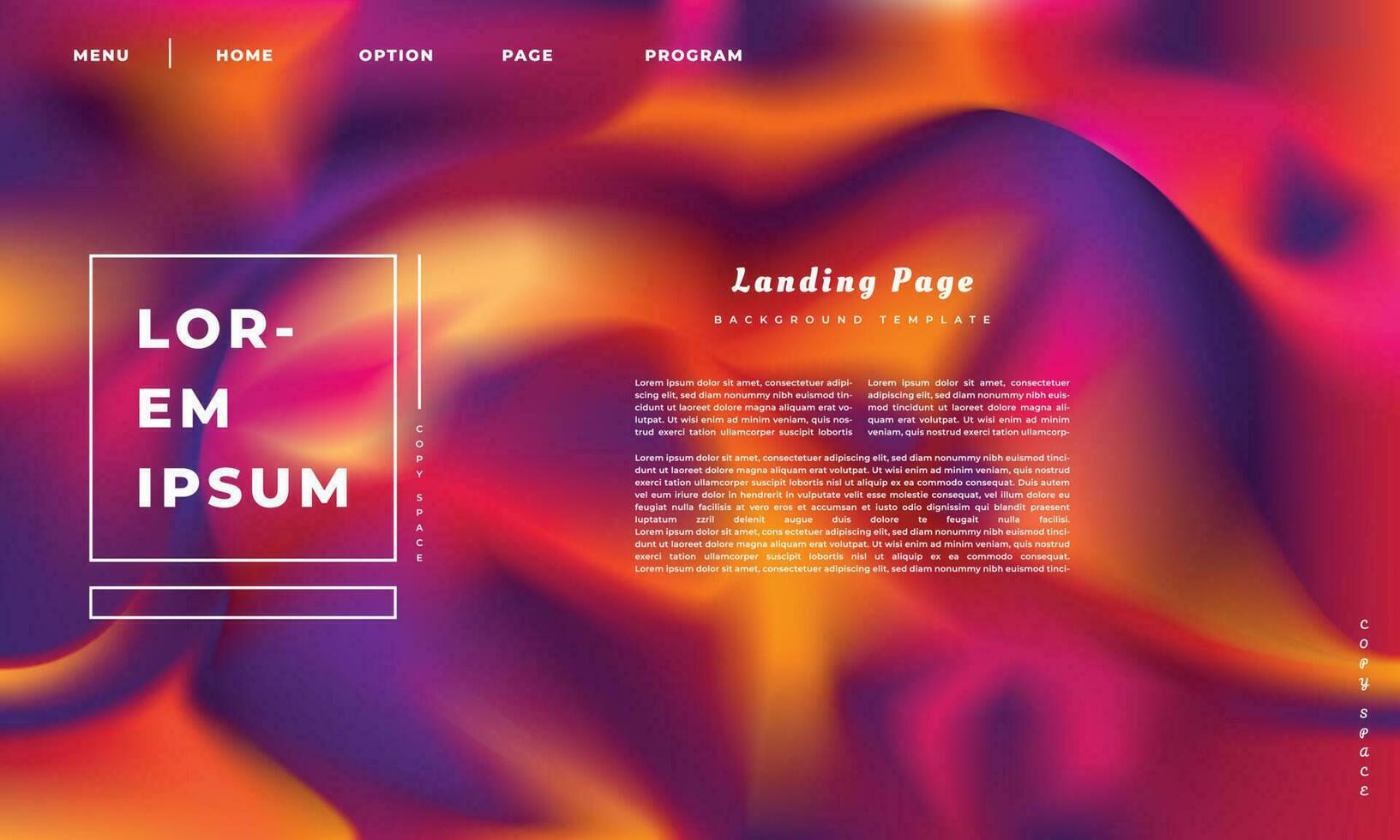 Colorful gradient mesh landing page design. Fluid colours gradation ...
