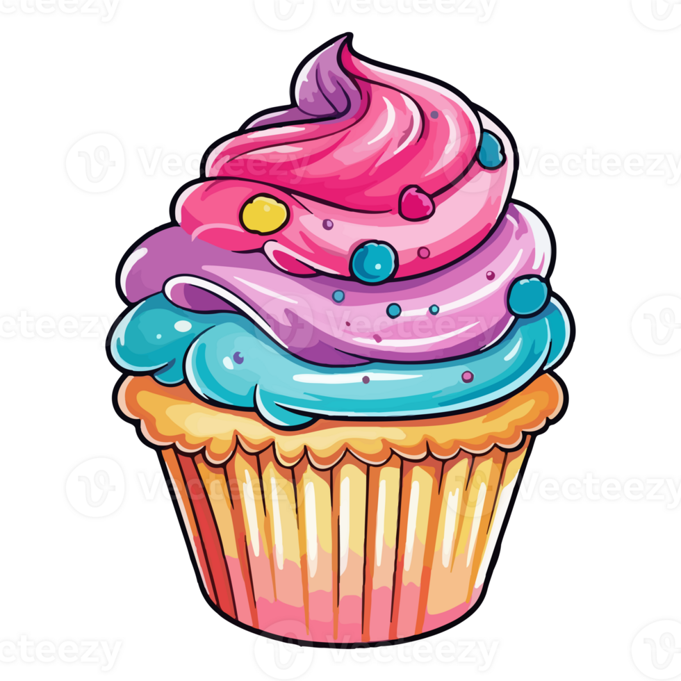 Colorful Cupcake Modern Pop Art Style Cupcake Sticker Pastel Cute