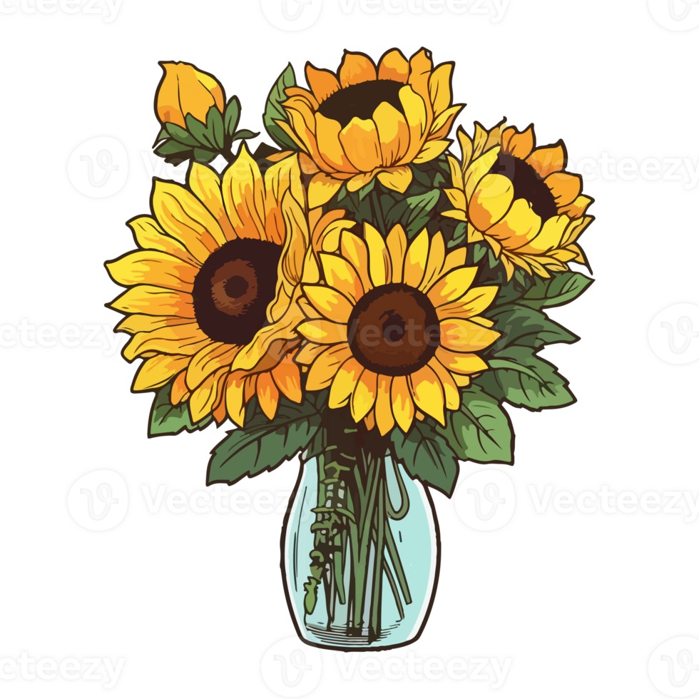 Sunflower Bouquet Modern Pop Art Style Sunflower Illustration Simple Creative Design