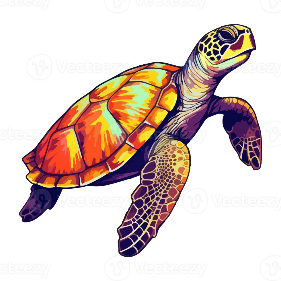 Colorful Sea Turtle modern pop art style, Sea Turtle illustration ...