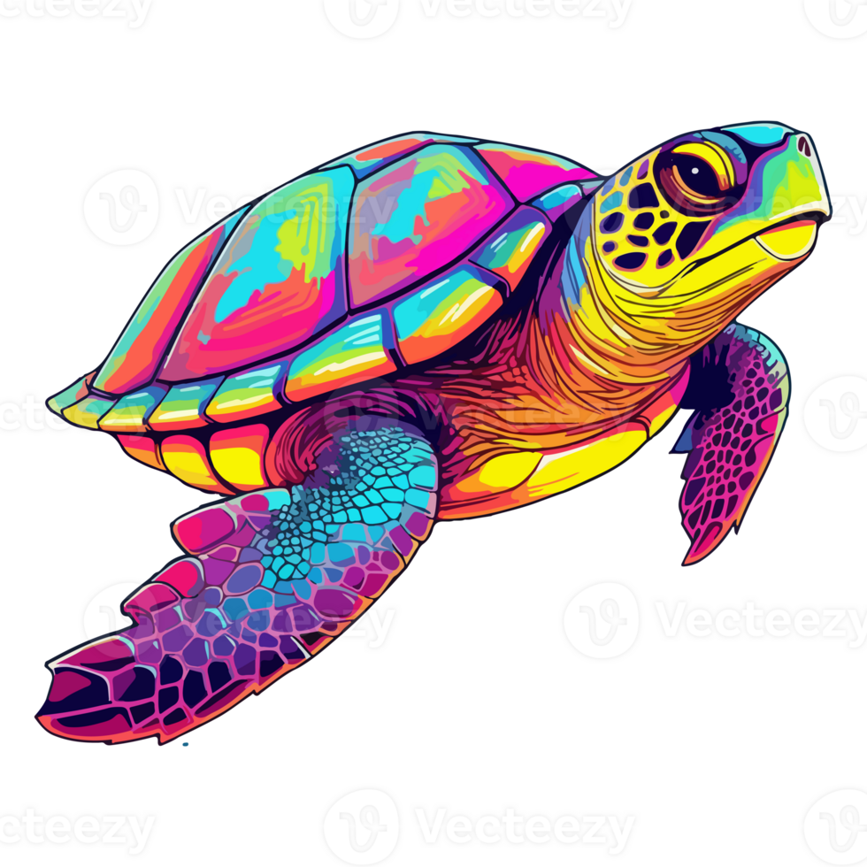 Colorful Sea Turtle modern pop art style, Sea Turtle illustration ...