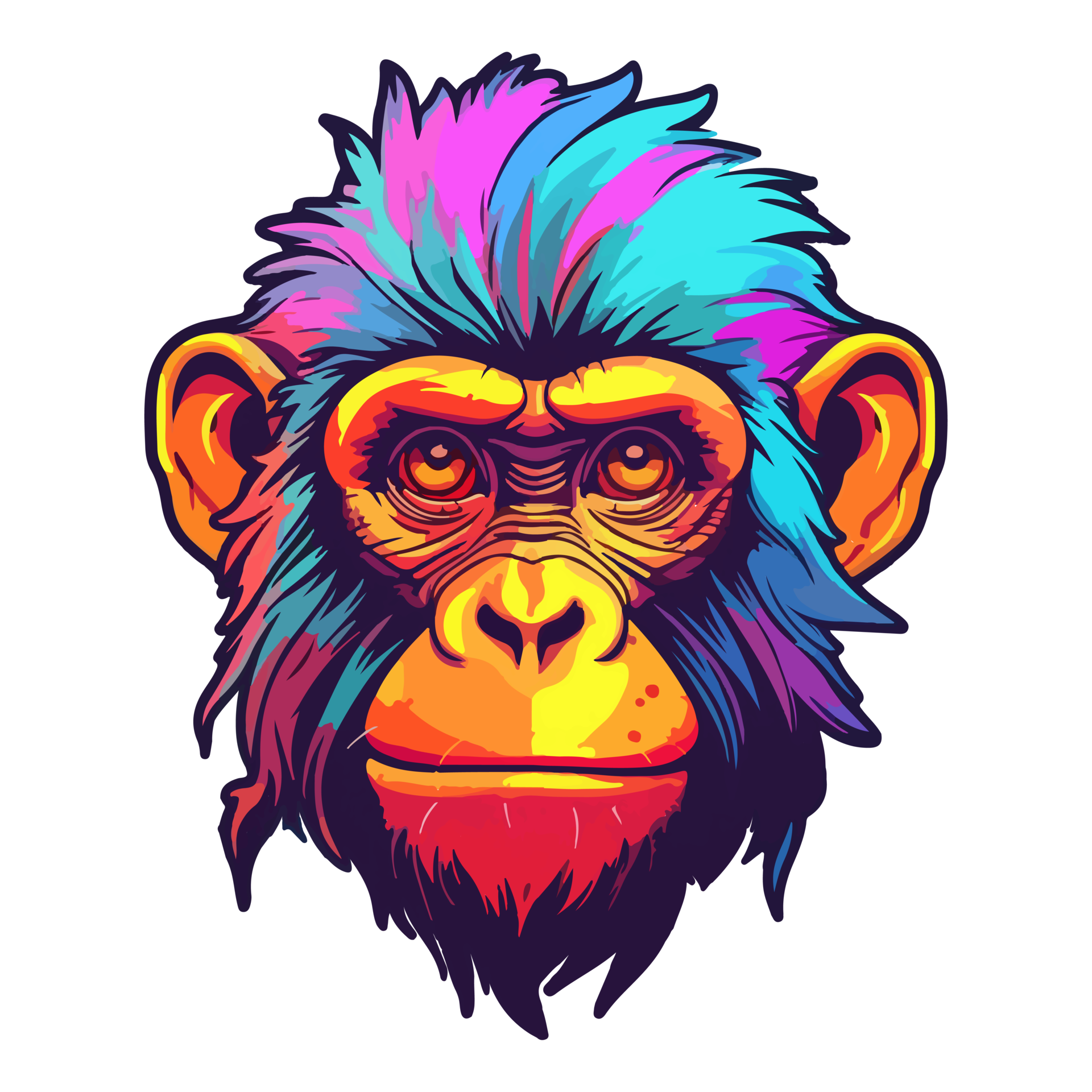 Colorful Cool Monkey Head pop art style, Monkey Sticker, pastel cute colors, generative ai ...