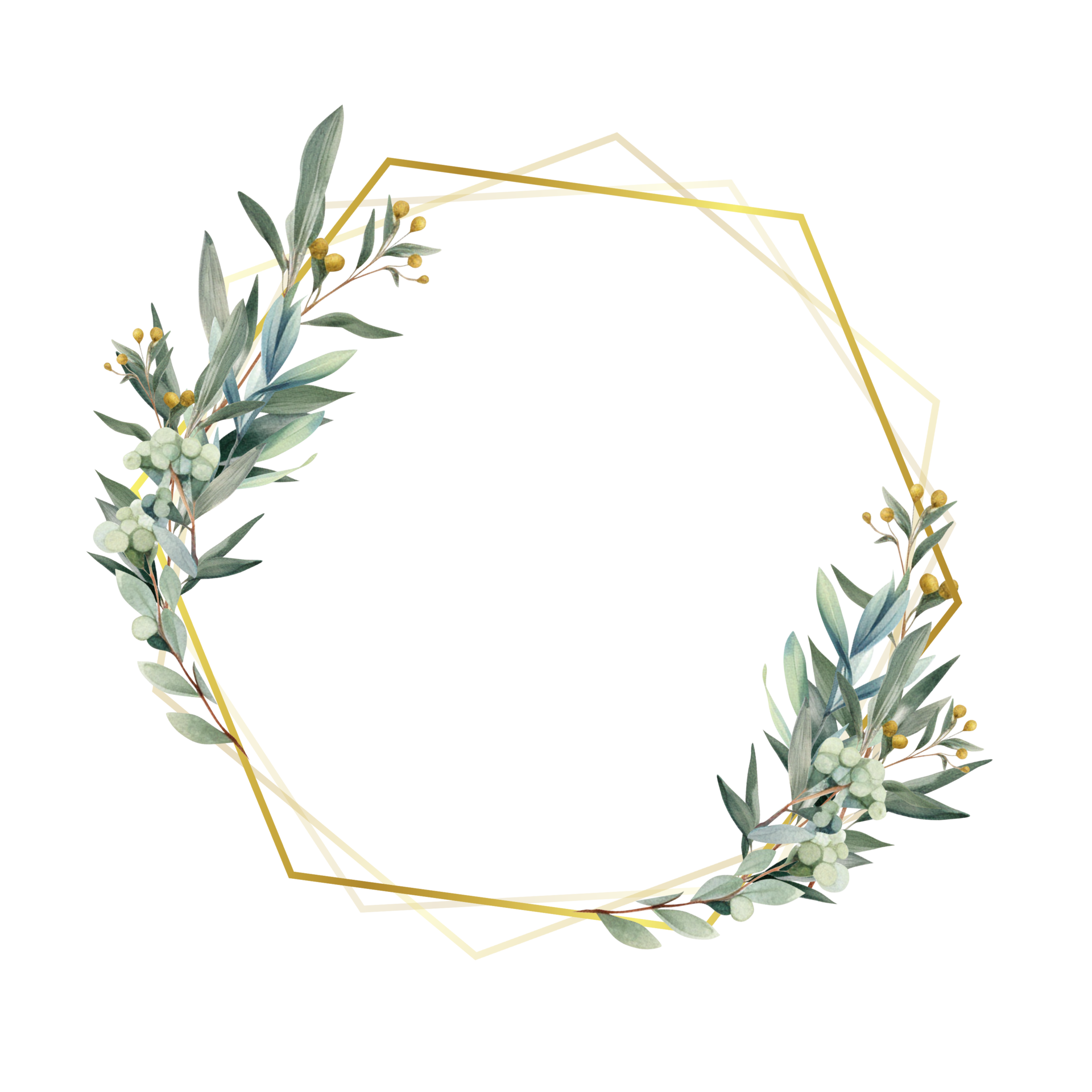 Gold Geometric Floral greenery leaves Frames 24554079 PNG Gold Geometric Floral greenery leaves Frames 24554079 PNG