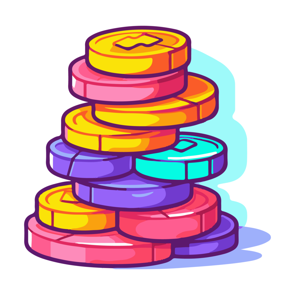 monedas apilar ilustración. monedas icono plano 24555708 PNG